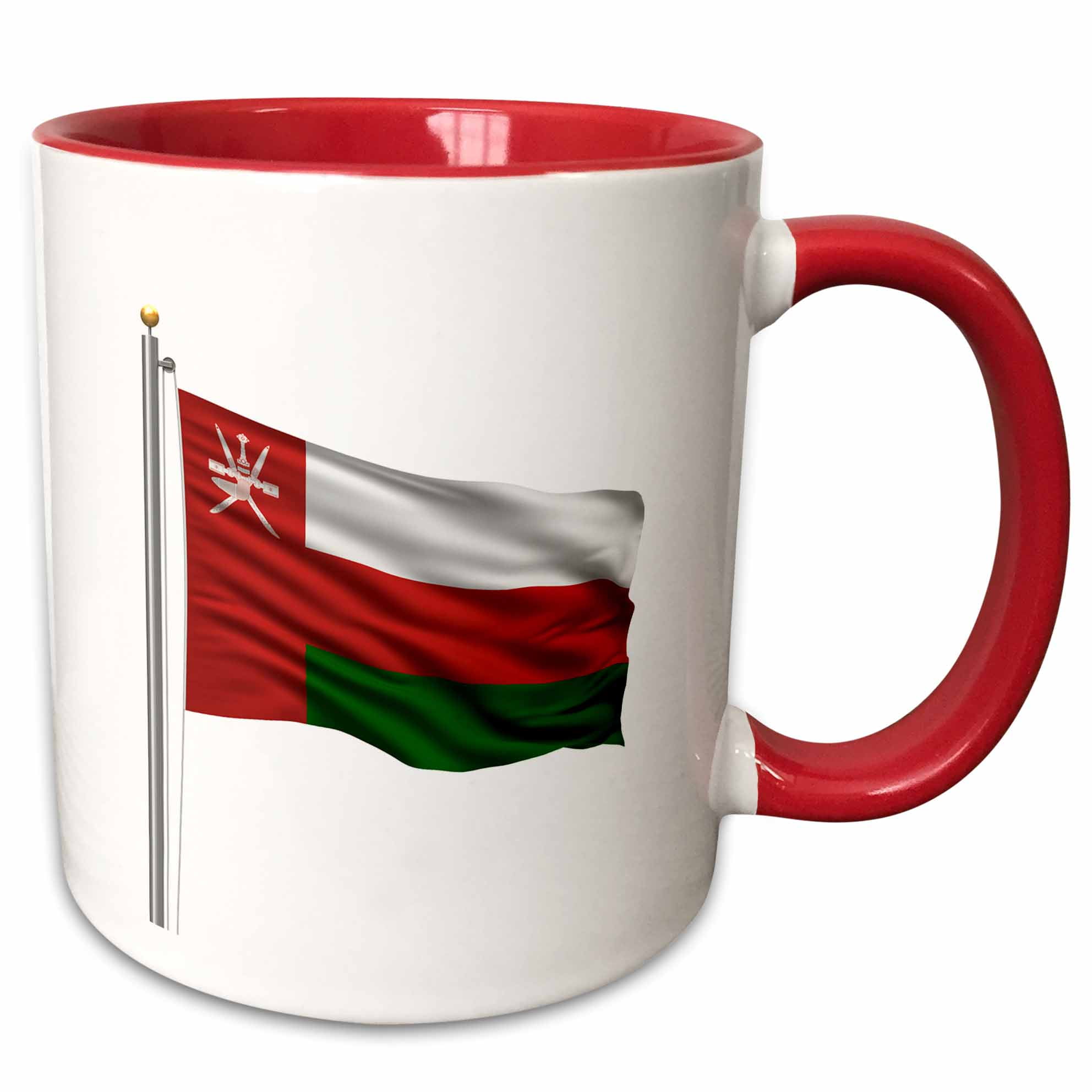 3drose, Flag of Oman on a Flag Pole Over White Omani, 15oz Two-tone Red ...