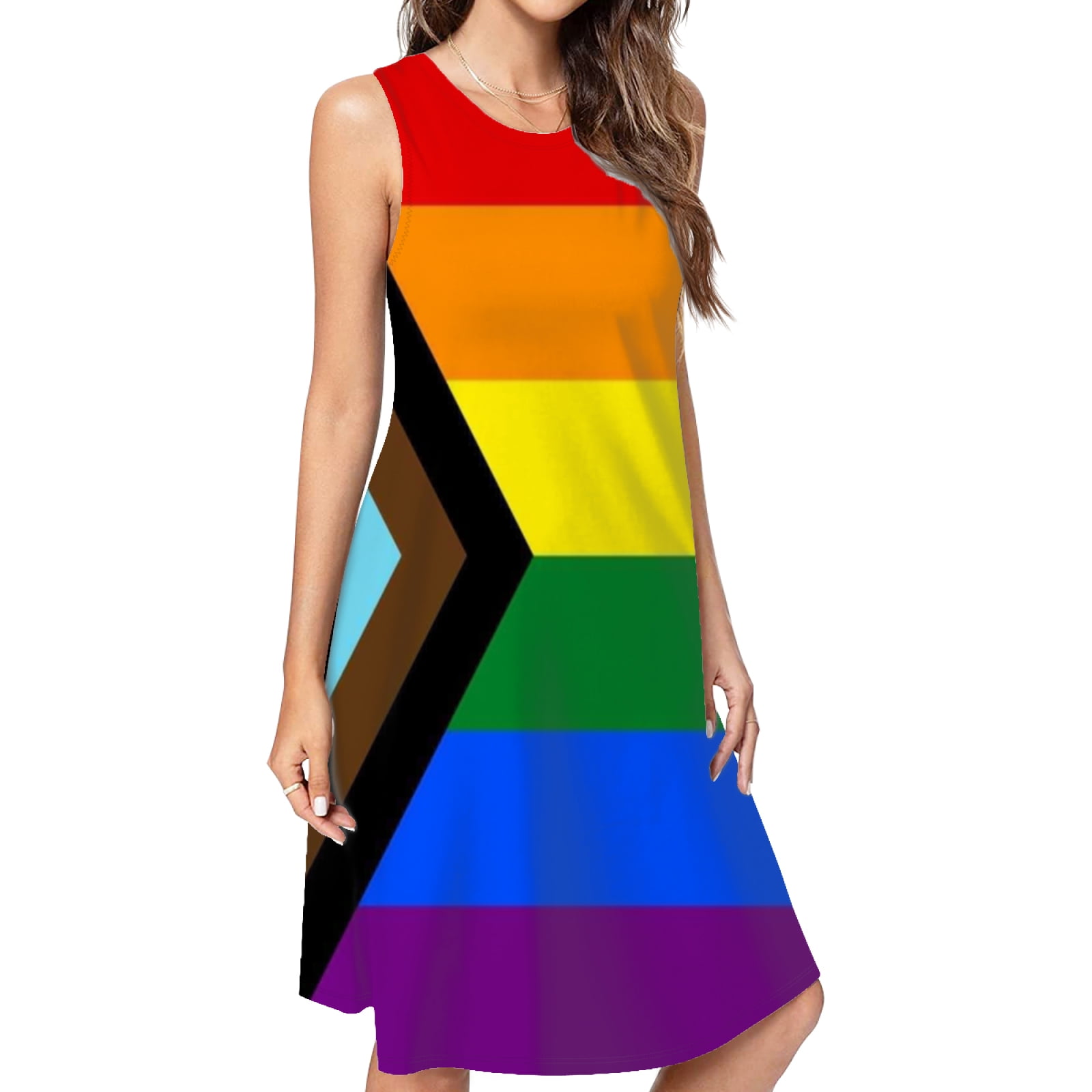 Flag Of Progressive Pride Dress Loose Women'S Dress Beach Dresses With ...