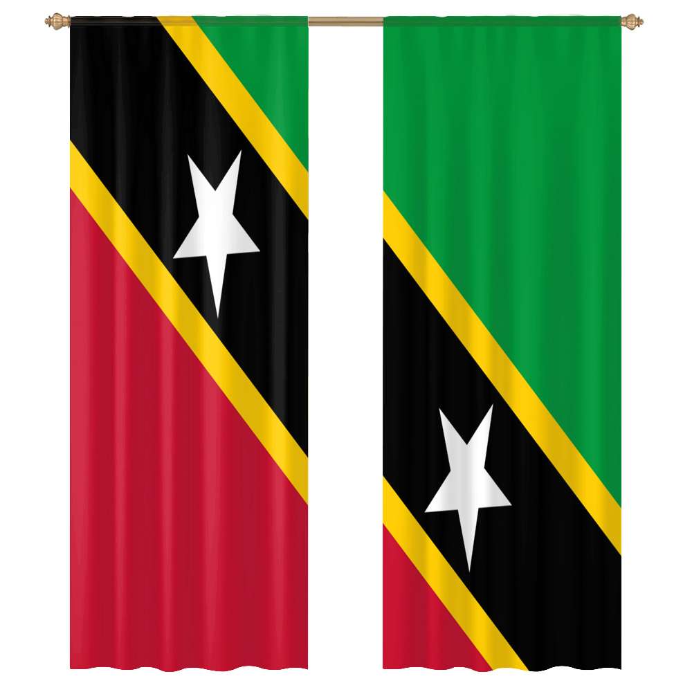 Flag Of Saint Kitts And Nevis Sheer Voile Curtain Window Tulle Curtains ...
