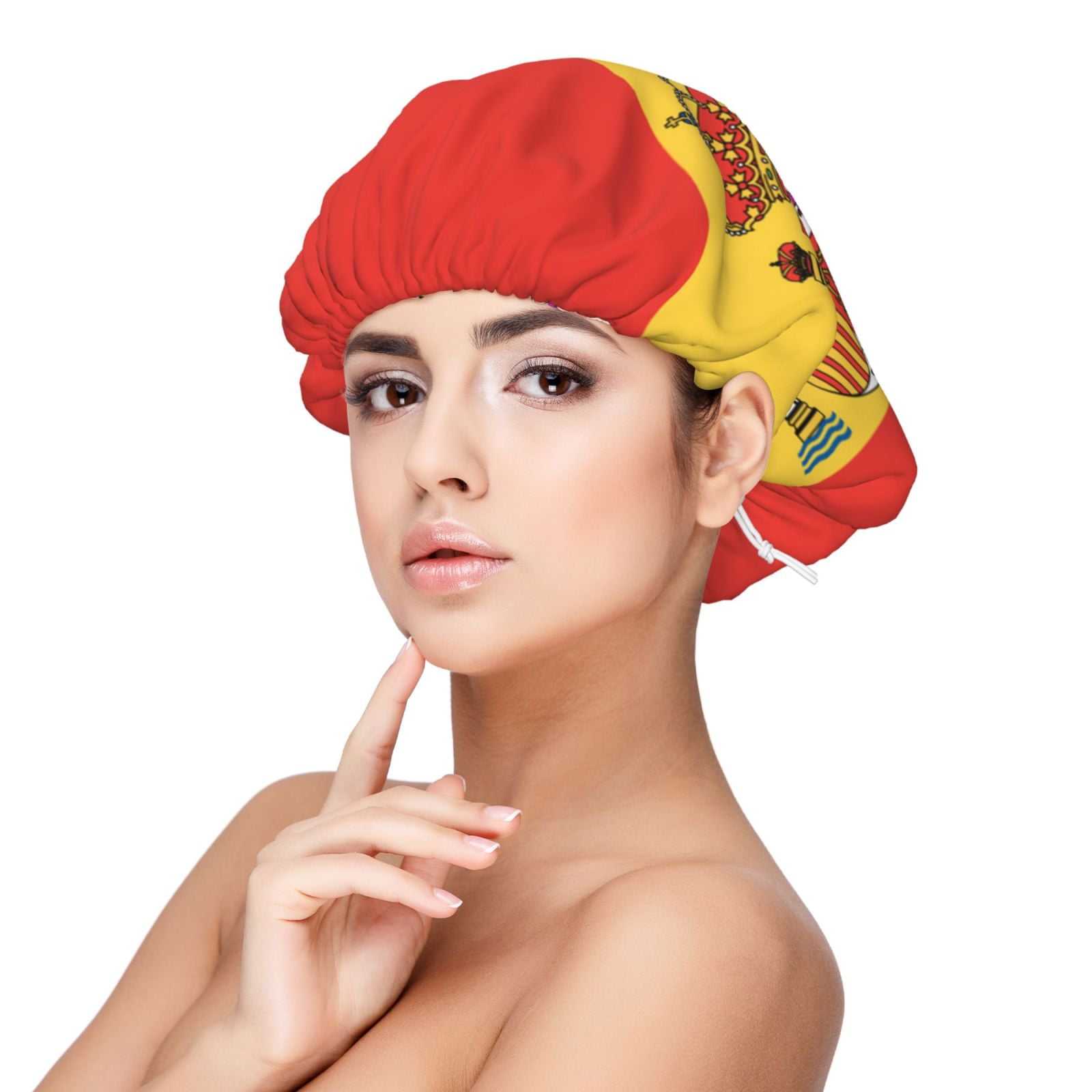 Flag Of Spain Satin Bonnet Adjustable Hair Bonnet For Sleeping Hair ...