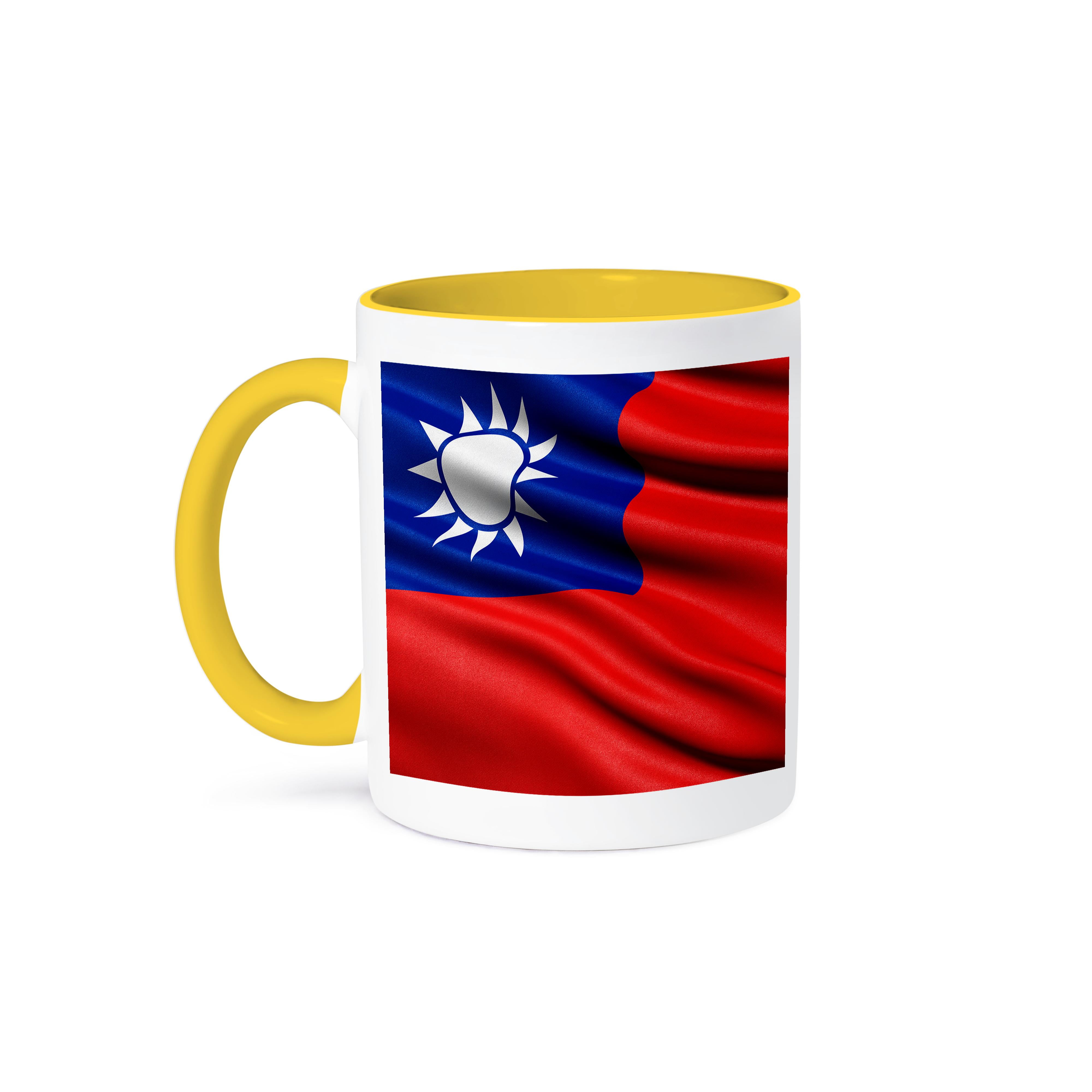Flag Of Taiwan Waving In The Wind, 15oz Two-Tone Yellow Mug - Walmart.com
