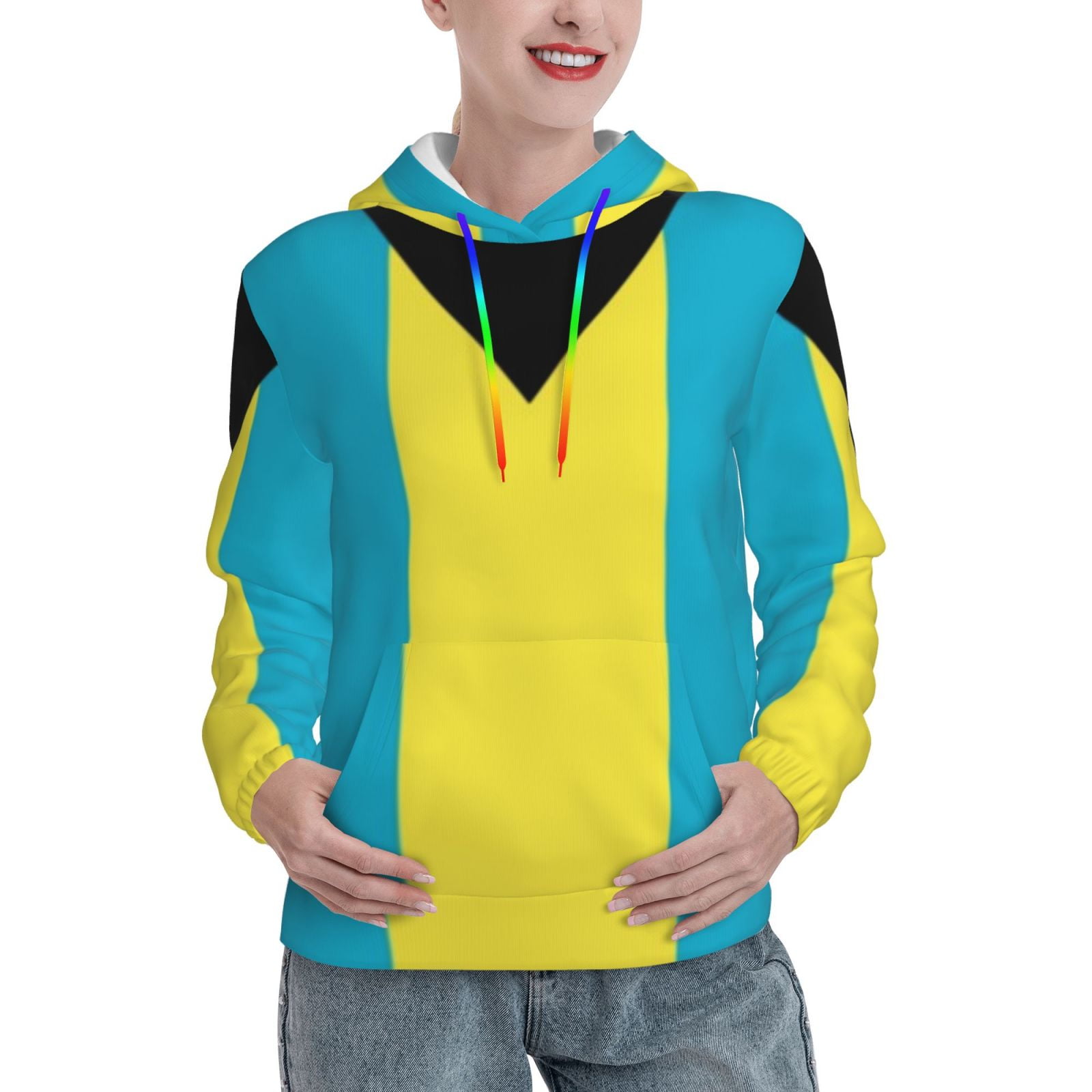 Flag Of The Bahamas Cozy Women'S Hoodie Pullover Sweatshirt With ...