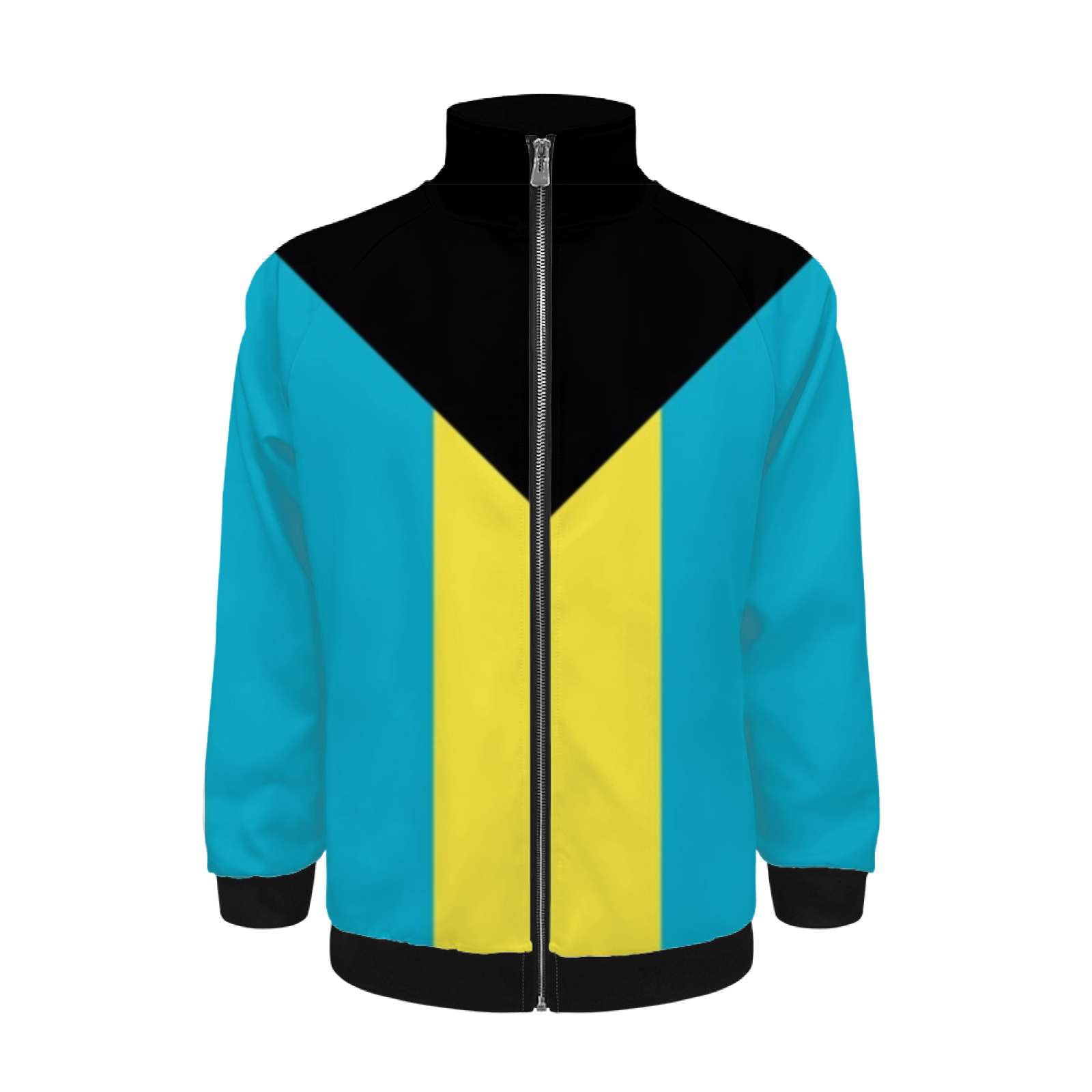 Flag Of The Bahamas Jacket Men's Street Cool Long Sleeves Coat Personality Tops Oversized Zipper ...