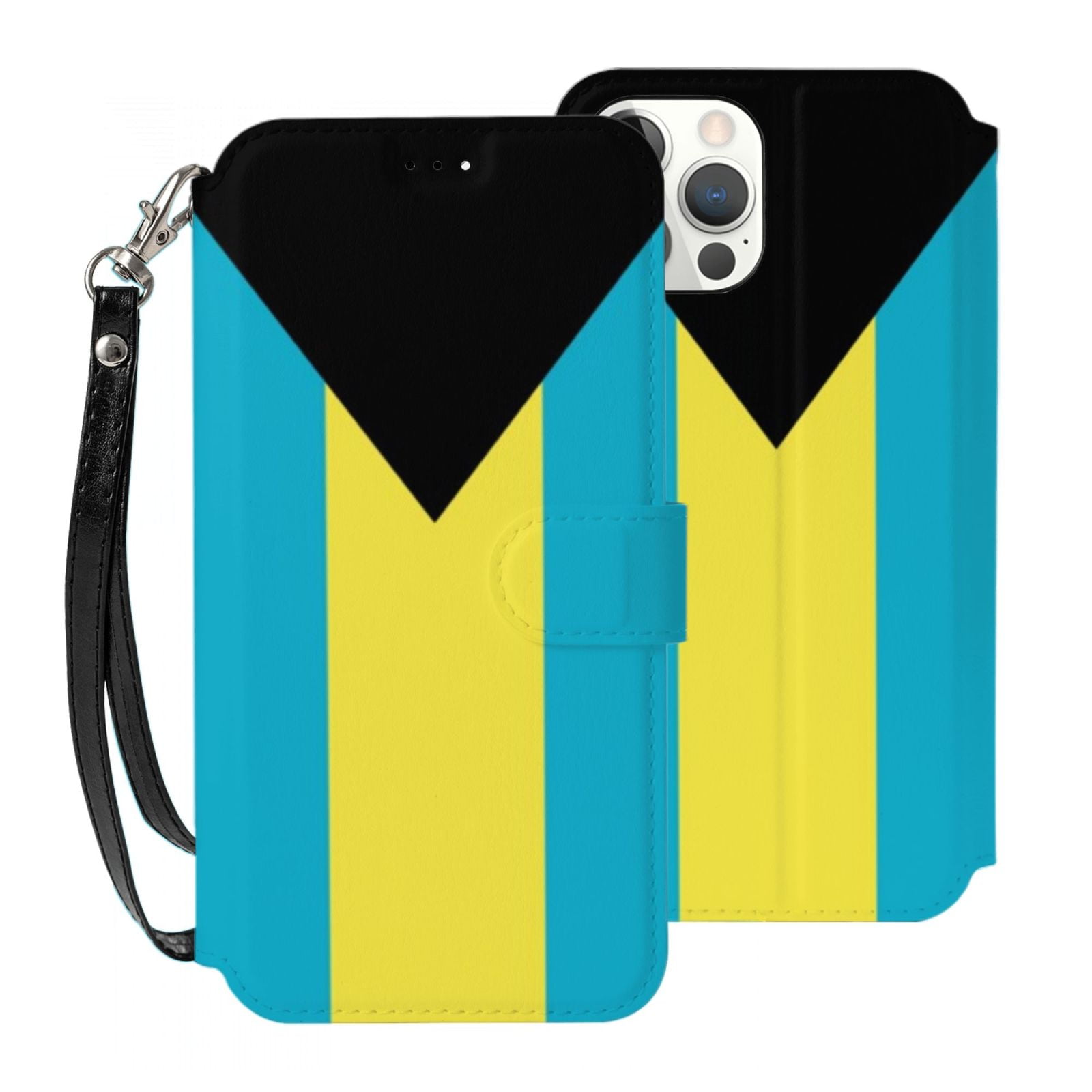 Flag Of The Bahamas Leather Wallet Phone Case Wallet Case for iPhone 12 ...