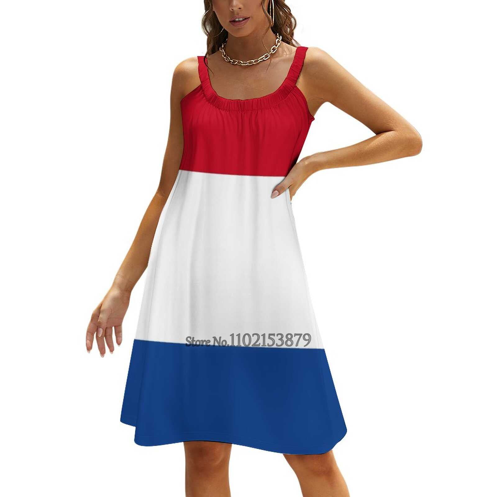 Flag Of The Netherlands Back Lacing Backless Dress Square Neck Dress ...