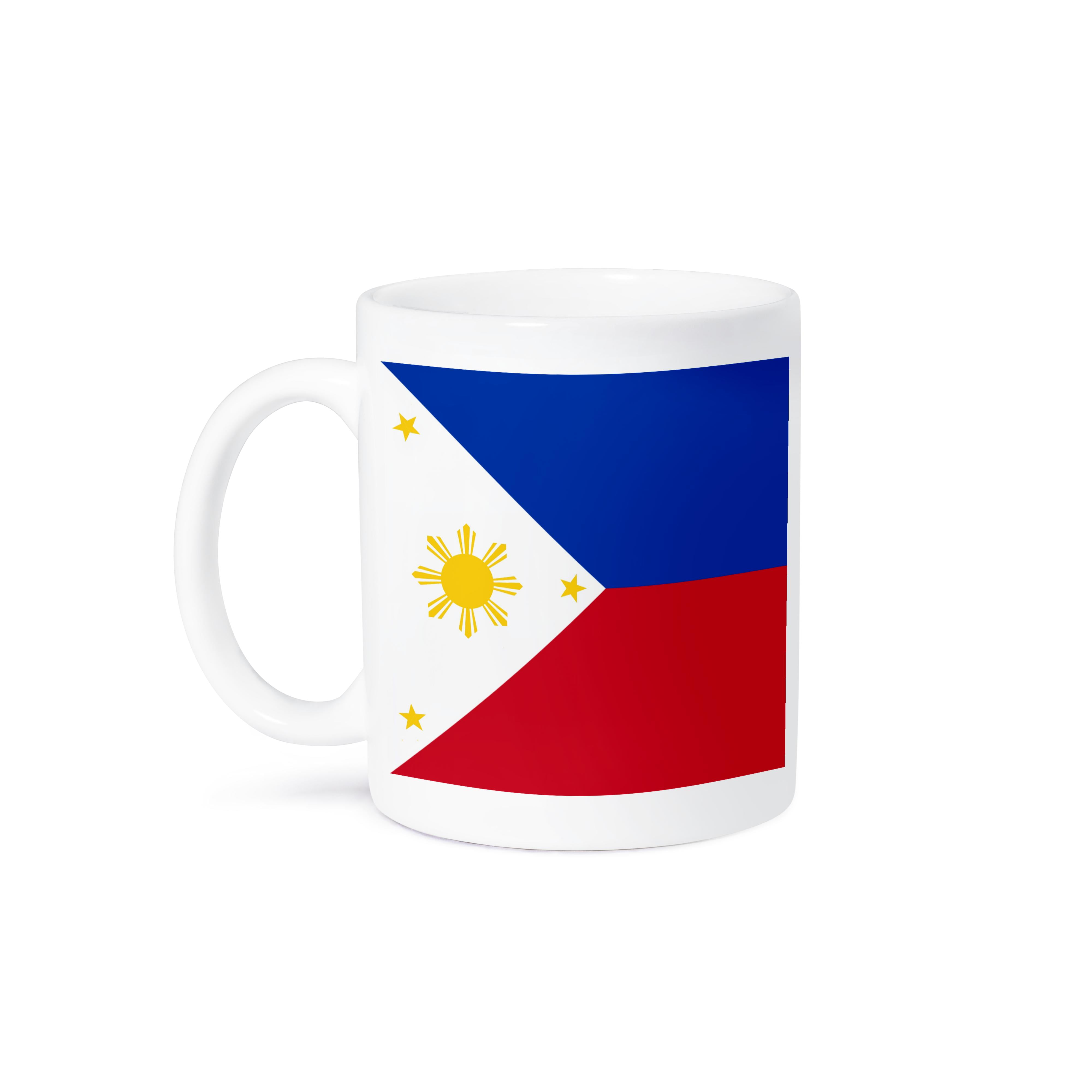 Flag Of The Philippines Filipino Blue Red White With Golden Yellow Sun ...