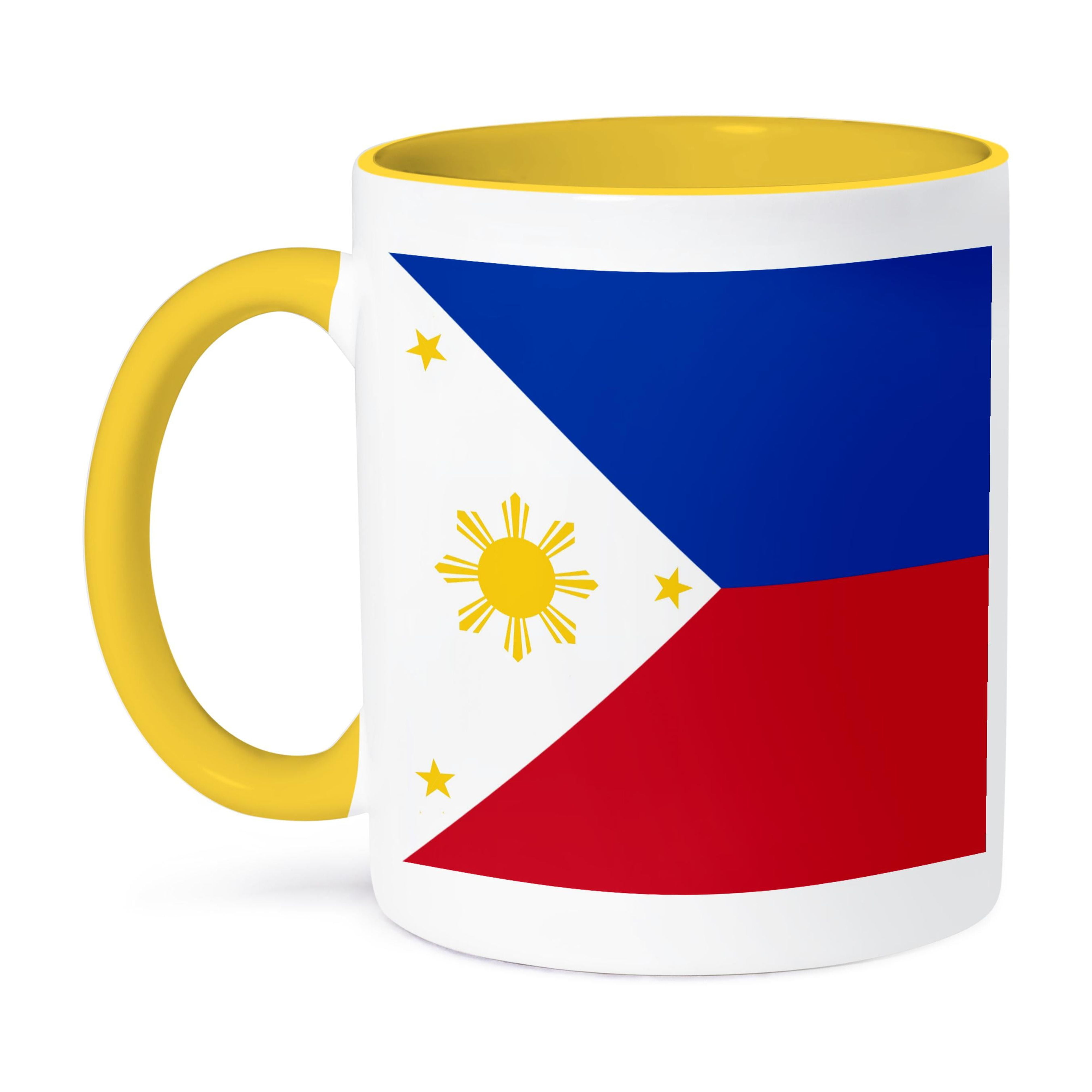 Flag Of The Philippines Filipino Blue Red White With Golden Yellow Sun ...