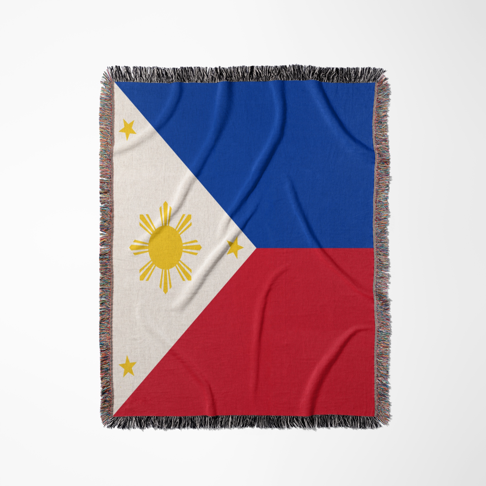 Flag Of The Philippines Filipino Blue Red White With Golden Yellow Sun ...