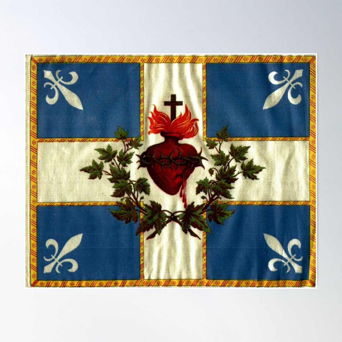 Flag Of The Sacred Heart Of Jesus (Quebec Catholic Flag) Poster Wall ...