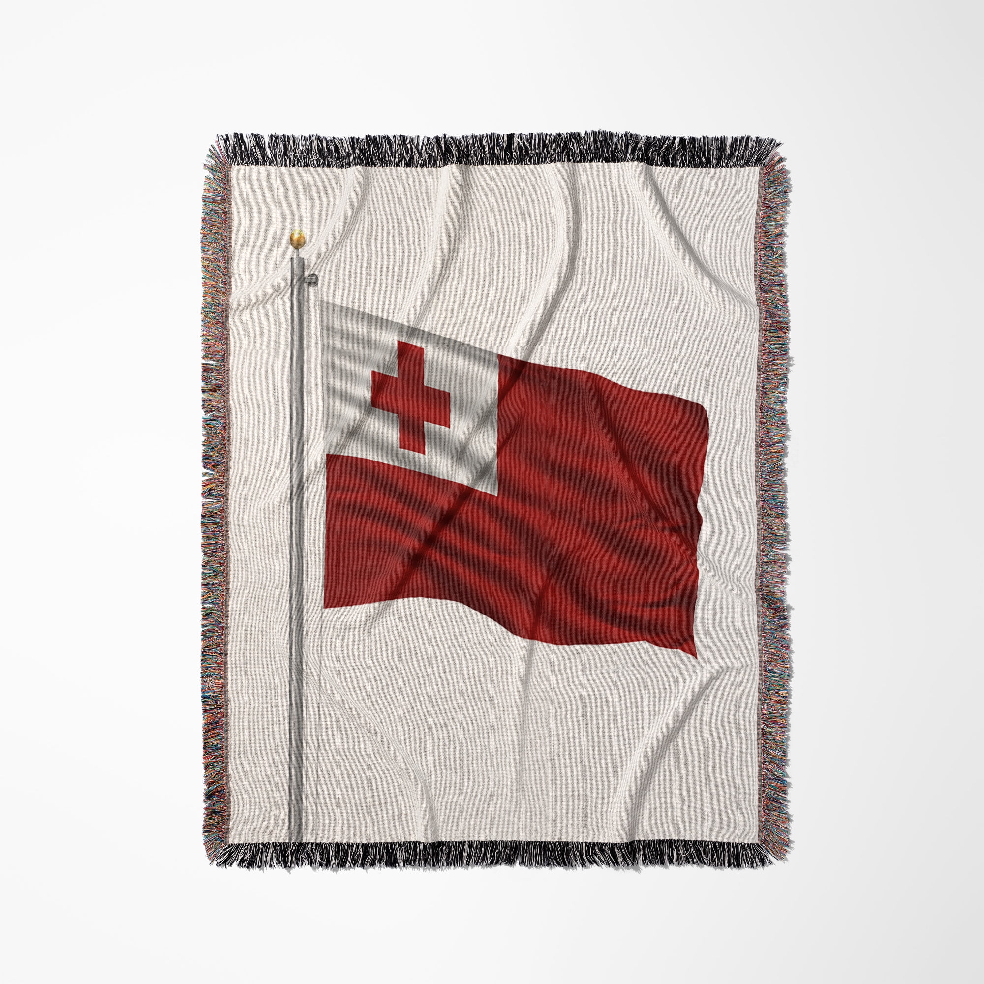 Flag Of Tonga On A Flag Pole Over White Tongan, Woven Blanket - Walmart.com