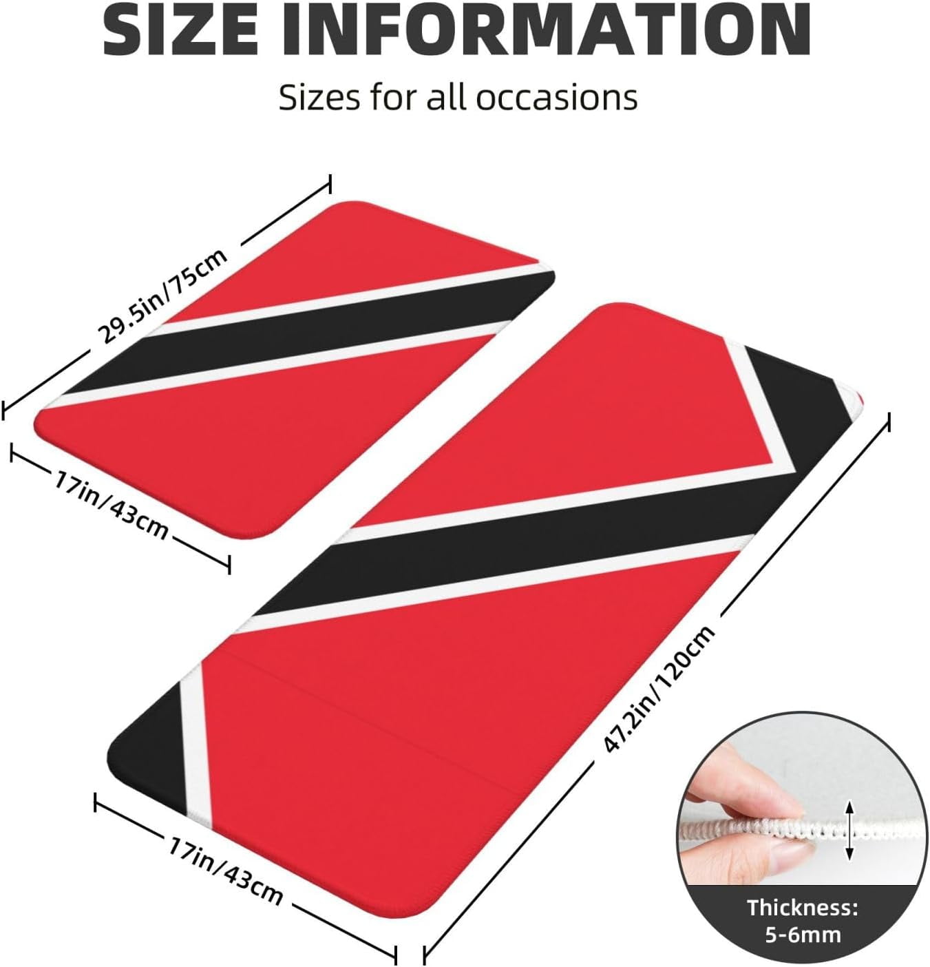 Flag Of Trinidad And Tobago Kitchen Floor Mat Set Of 2 Anti Fatigue ...