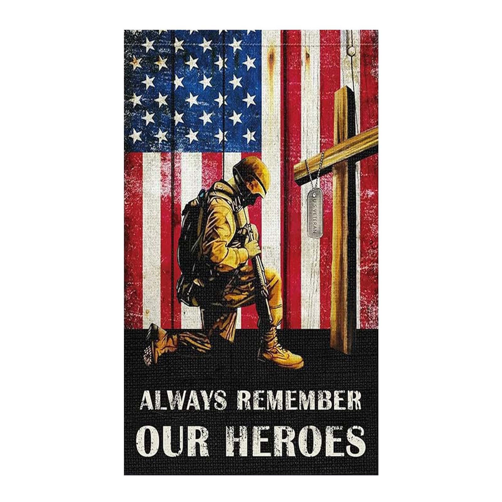 Home Decor Flag Patriotic Soldier Porch Banner Banner Memorial Day ...