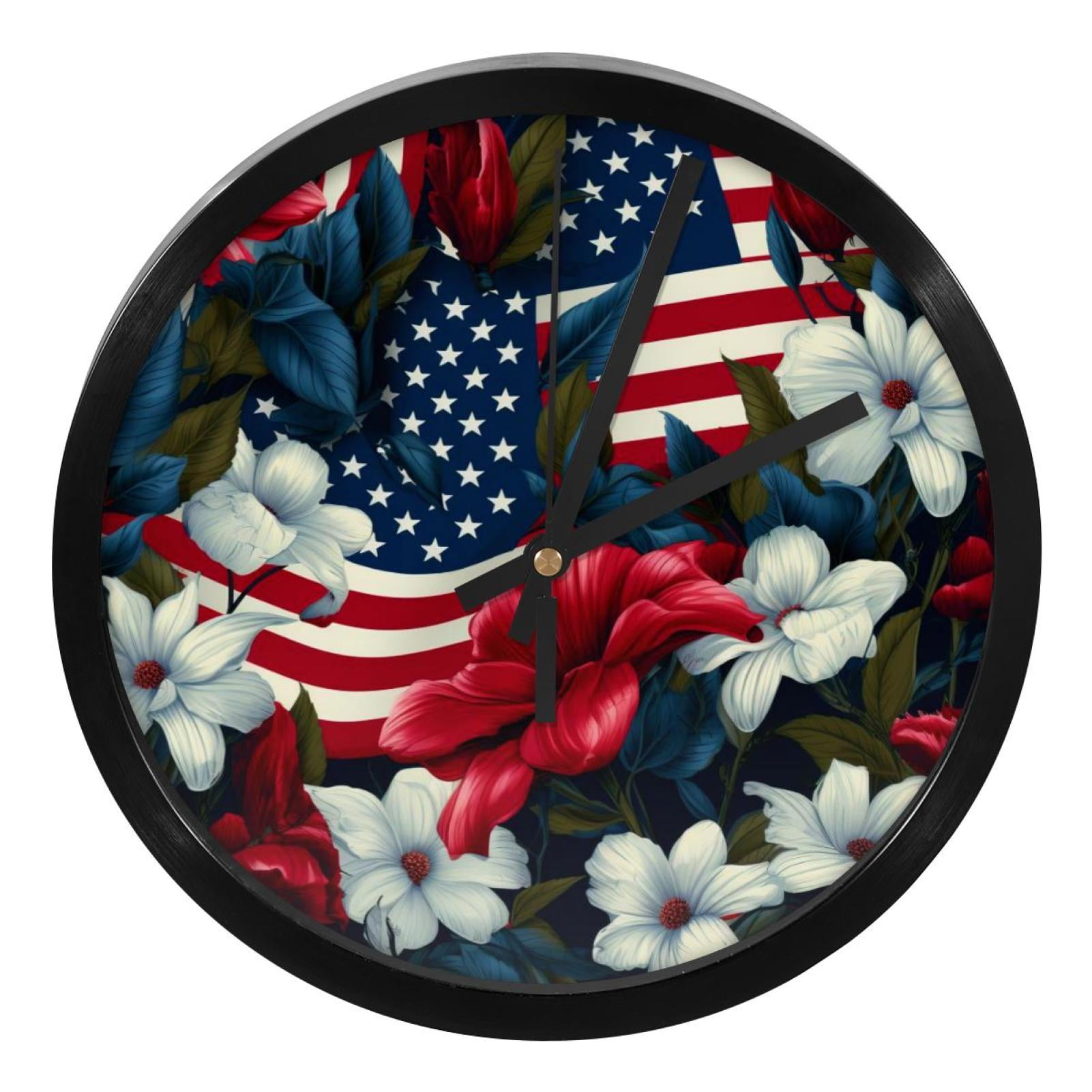 Flag Plants 9.8 Inch Round Digital Wall Clock - Silent Non-Ticking ...