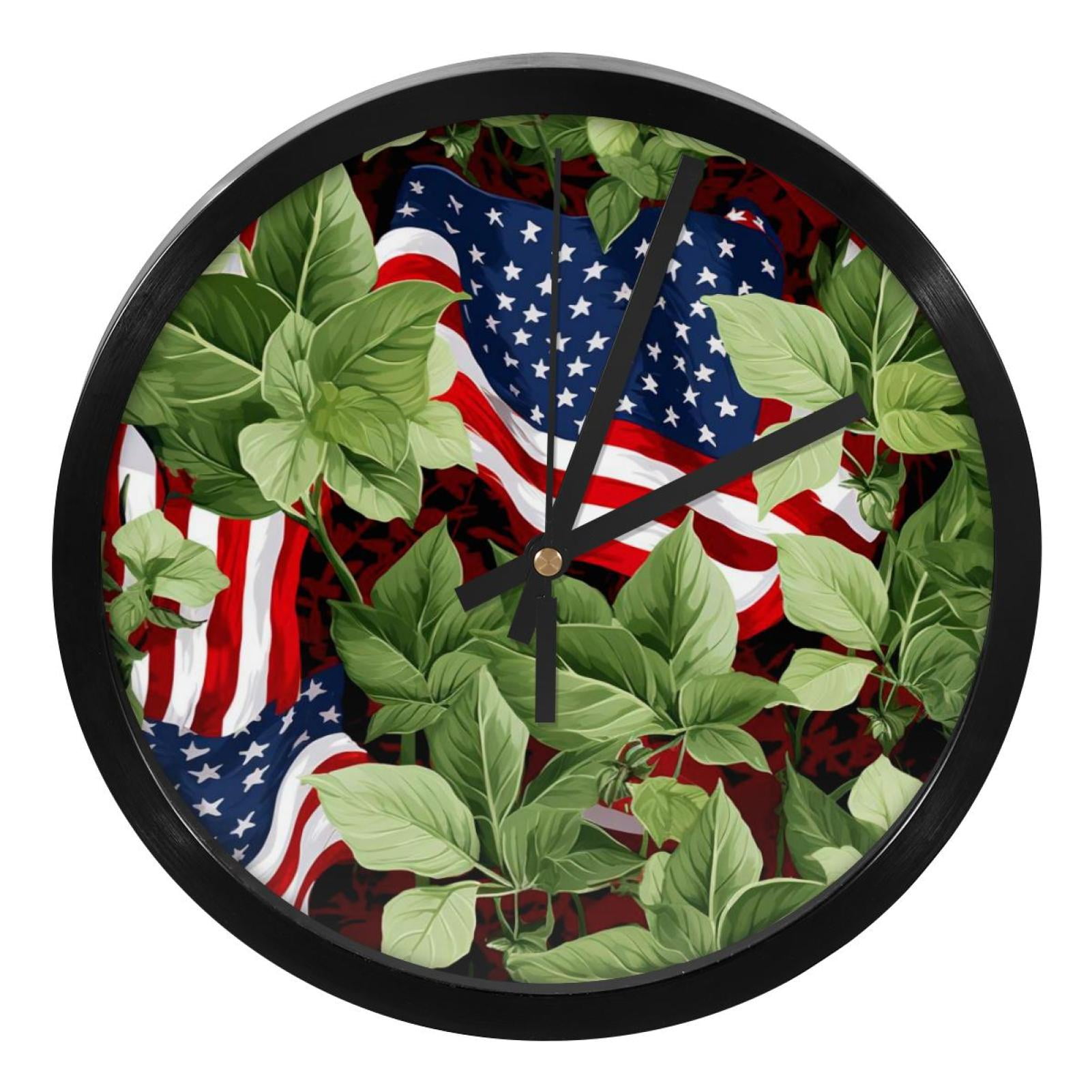 Flag Plants 9.8 Inch Round Digital Wall Clock - Silent Non-Ticking ...