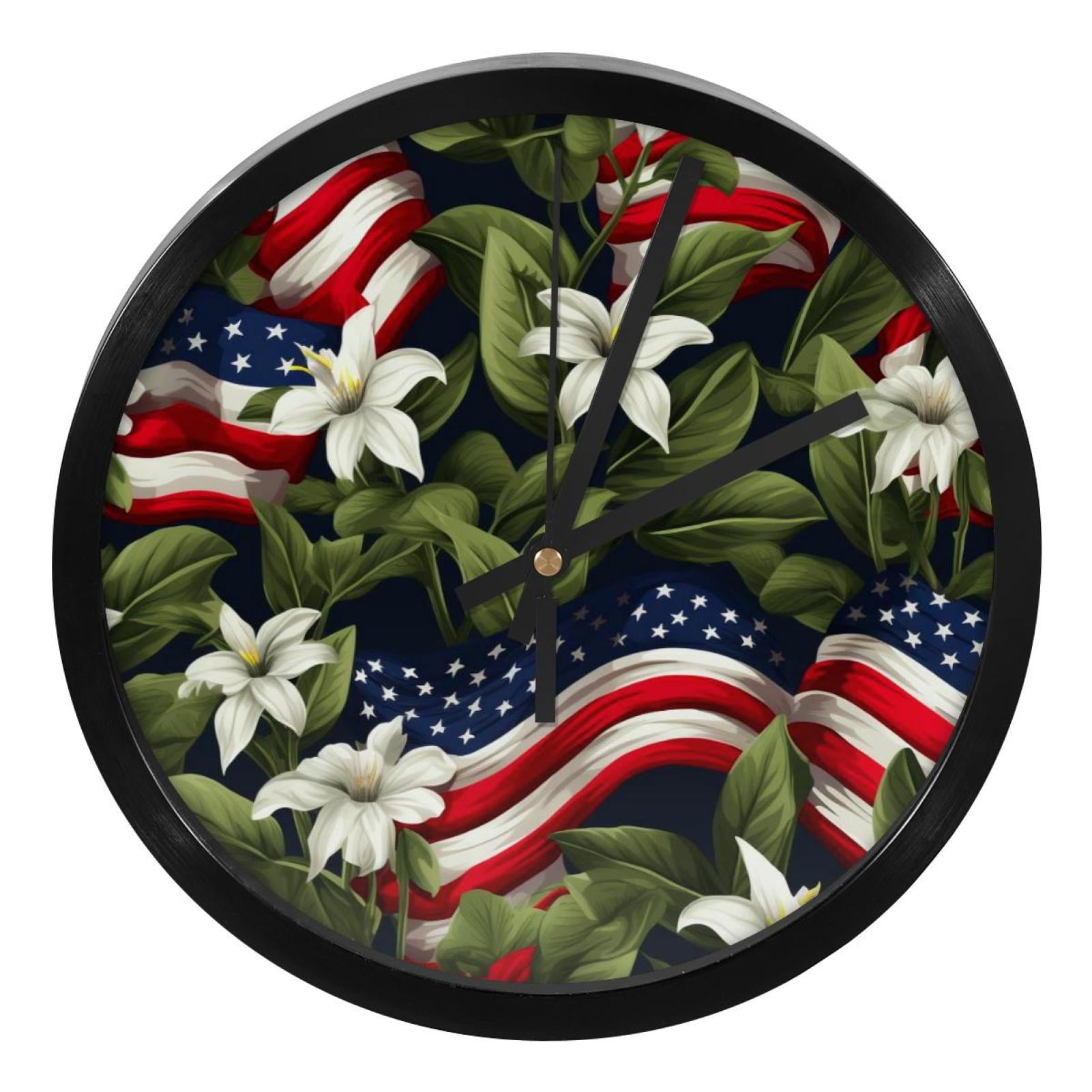 Flag Plants 9.8 Inch Silent Round Digital Wall Clock, Battery Operated ...