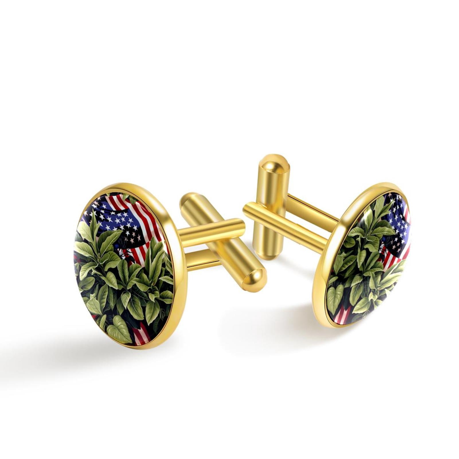 Flag Plants Elegant Silver Stainless Steel Cufflinks Set for Formal ...