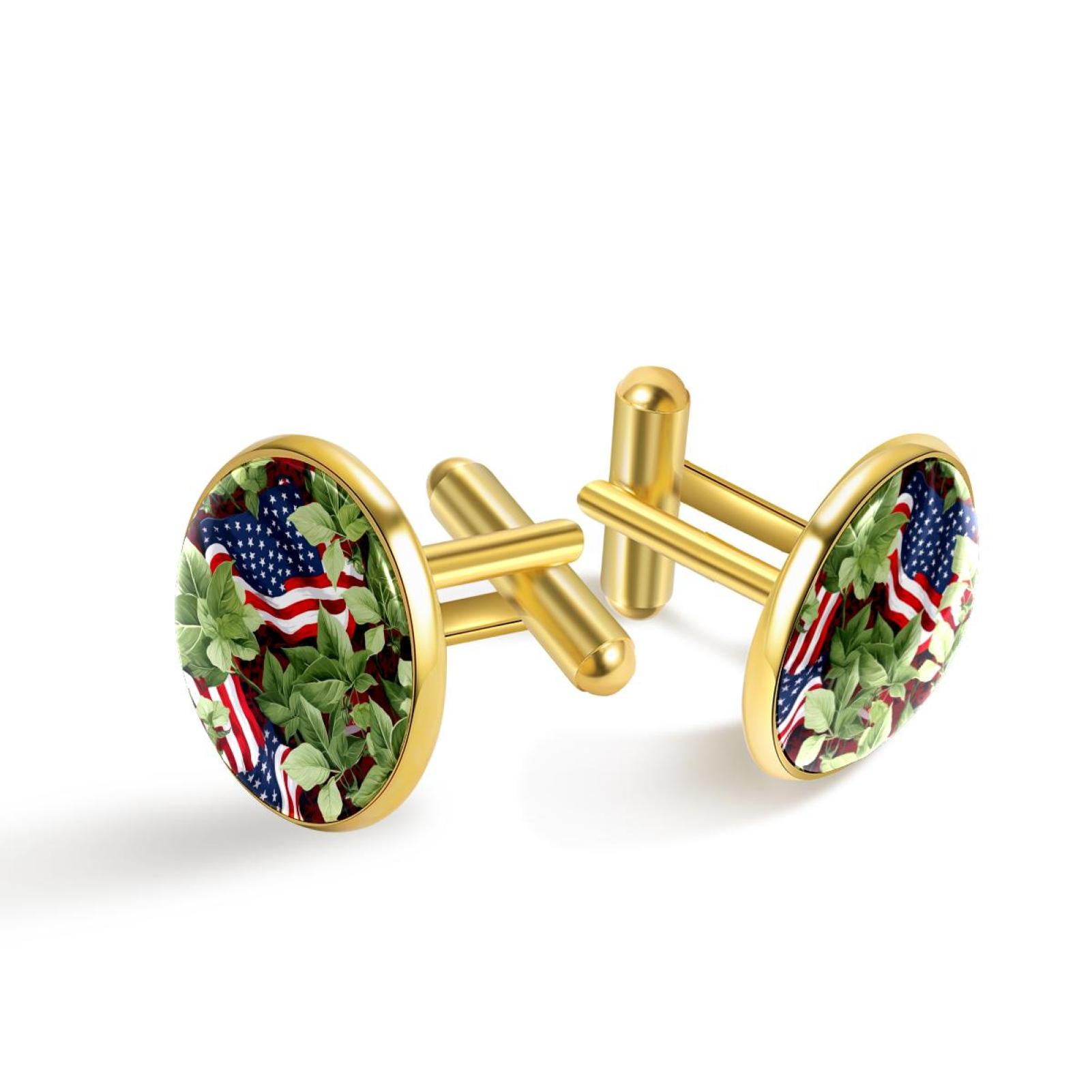Flag Plants Mens Cufflinks Set: Sophisticated Stainless Steel Silver ...