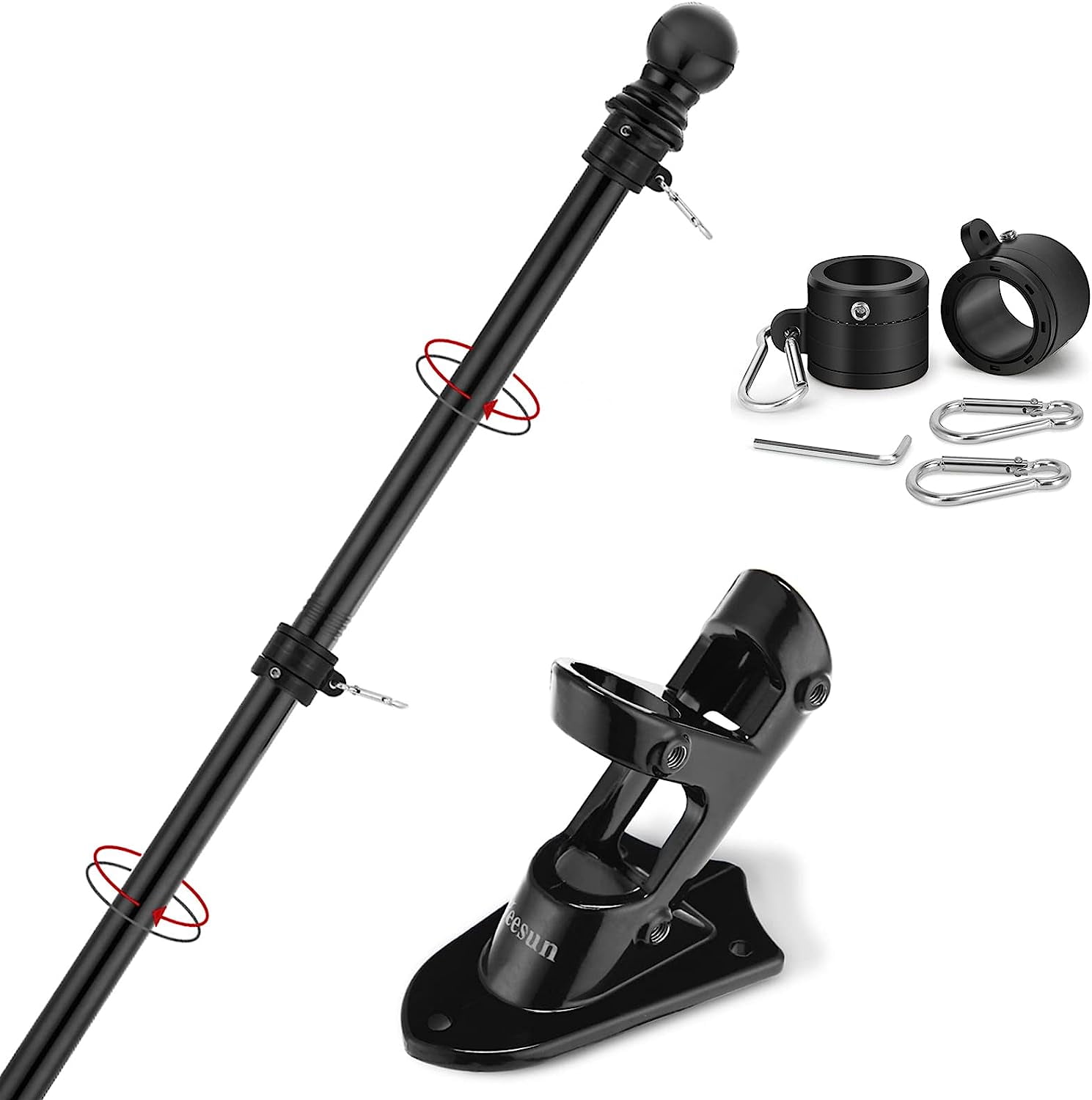 Flag Pole,6FT American Pole & Bracket-Flagpoles for 3 x 5 Flags Holder ...