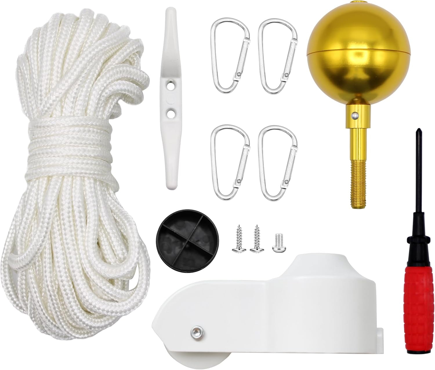 Flag Pole Hardware Parts Repair Kits, Flagpole Top Replacement Kits, Fit 1.6" to 2" Diameter US ...