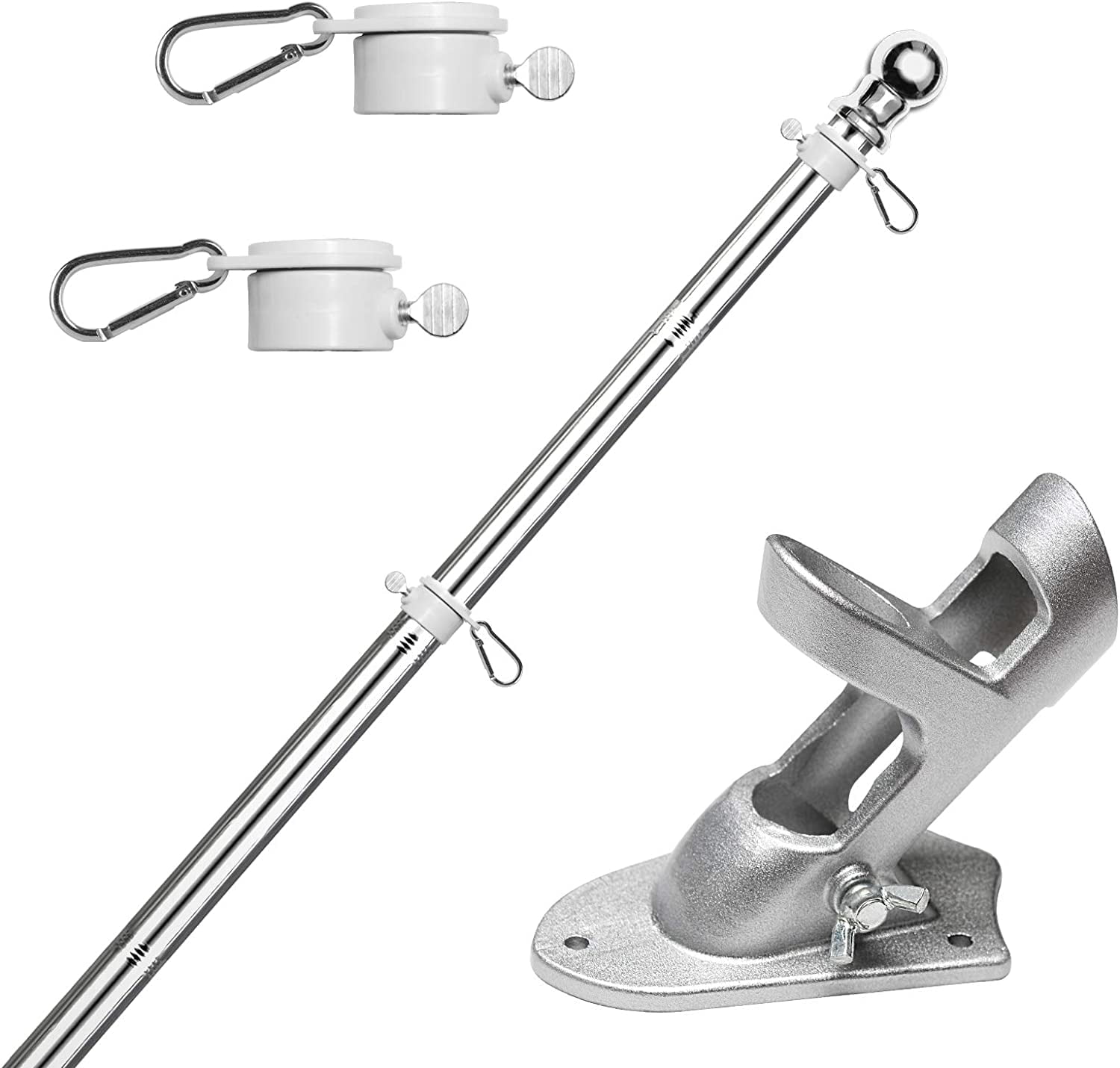 Flag Pole Kit 6 FT,Flag Pole with Bracket,Heavy Stainless Steel Garden ...