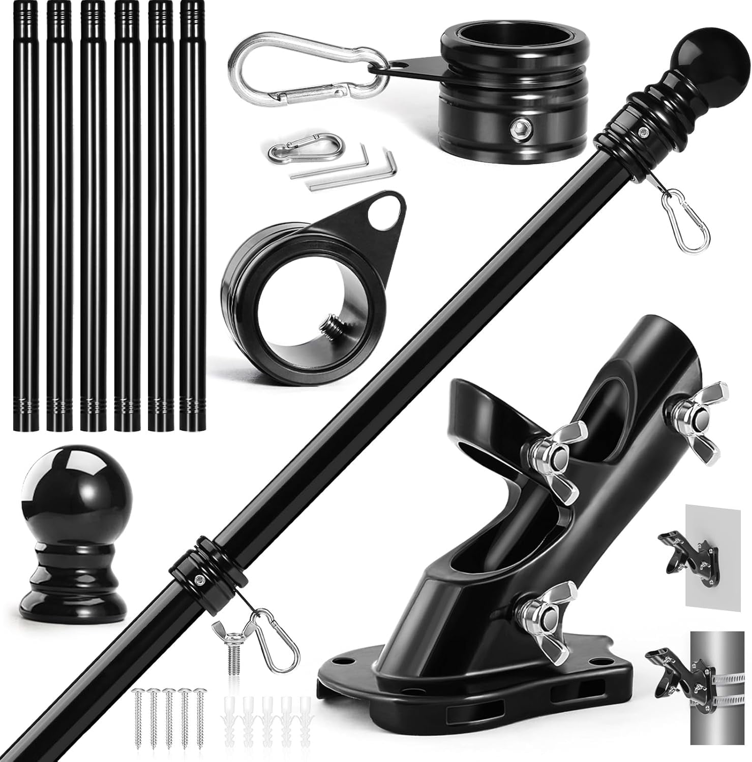 Flag Pole Kit- Stainless Steel 6 FT Flag Poles with1 Inch Metal 360 ...