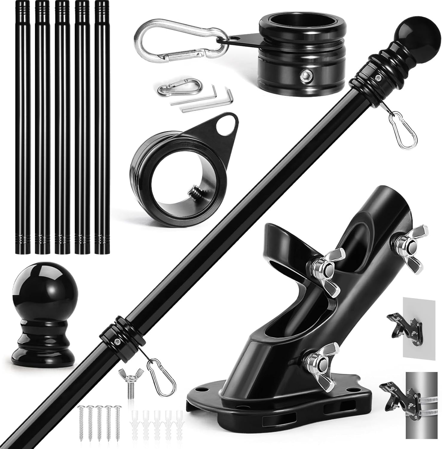 Flag Pole Kit- Stainless Steel Flag Poles with1 Inch Metal 360 ...