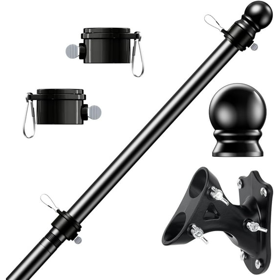 Flag Pole Kit, Tangle Free Spinning Stainless Steel Rustproof Flagpole ...