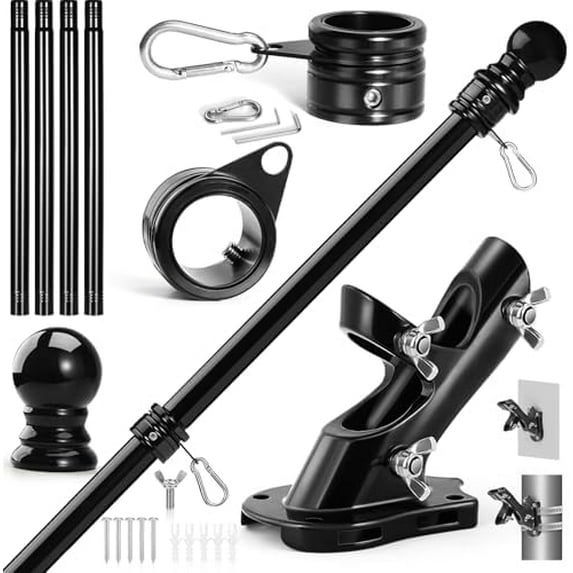 Flag Pole Kit- Upgraded Holder, Stainless Steel 5 FT Flag Poles with1 ...