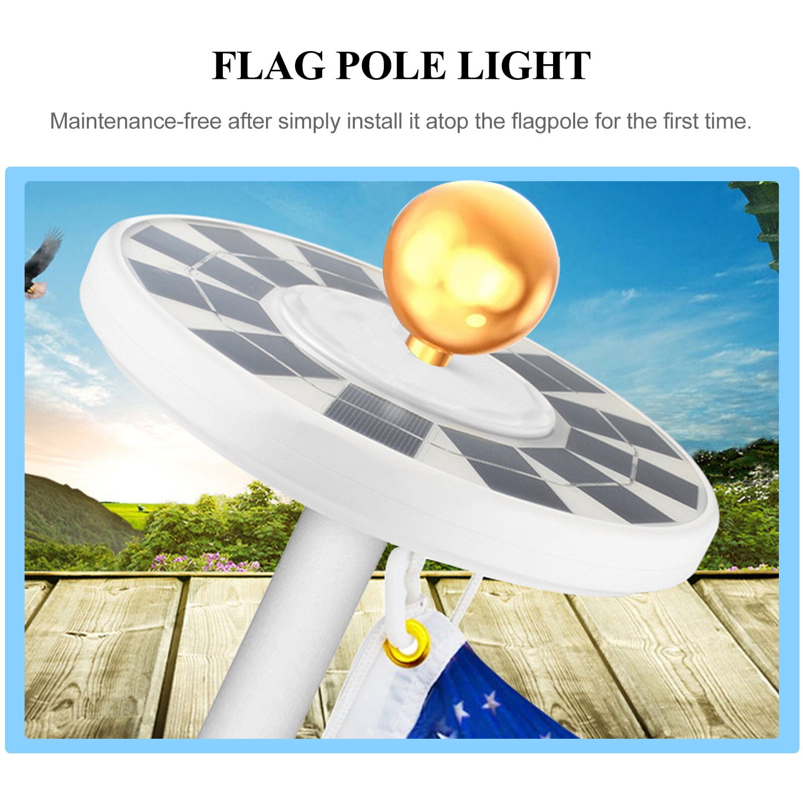 Flag Pole Light, 128 LEDs Flag Pole Light Solar Powered - Walmart.com