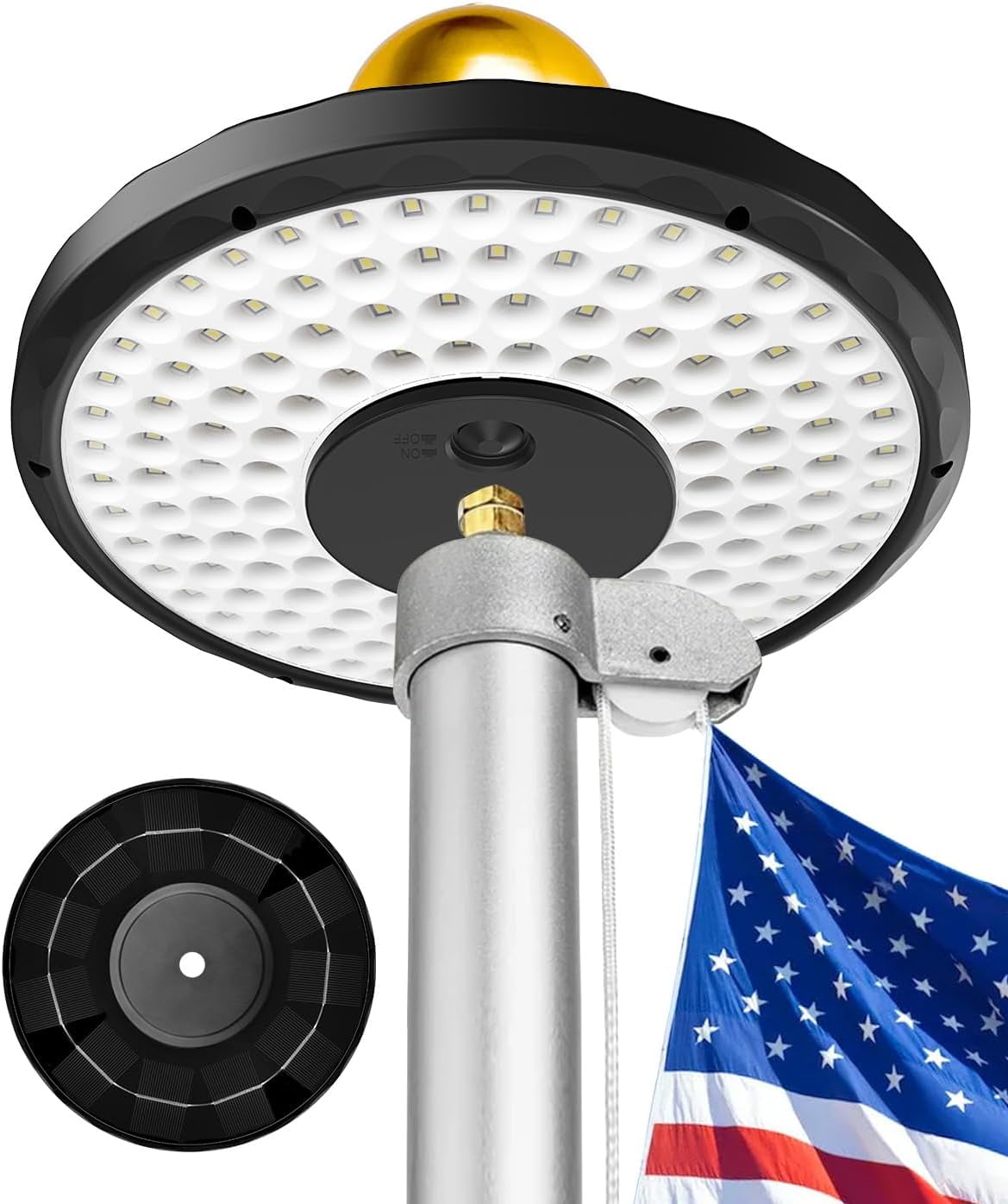Flag Pole Light Solar Powered, 132 LED Ultra-Bright Flag Light with ...