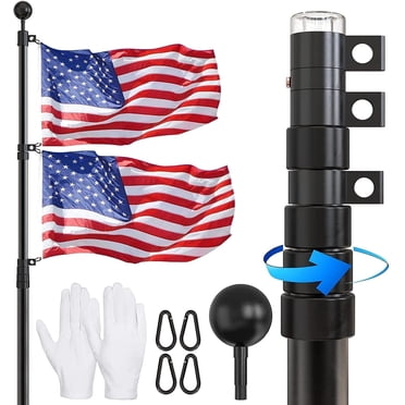 1.6M Telescopic Handheld Flagpoles with Clips, 5.25 Feet Thick Portable ...