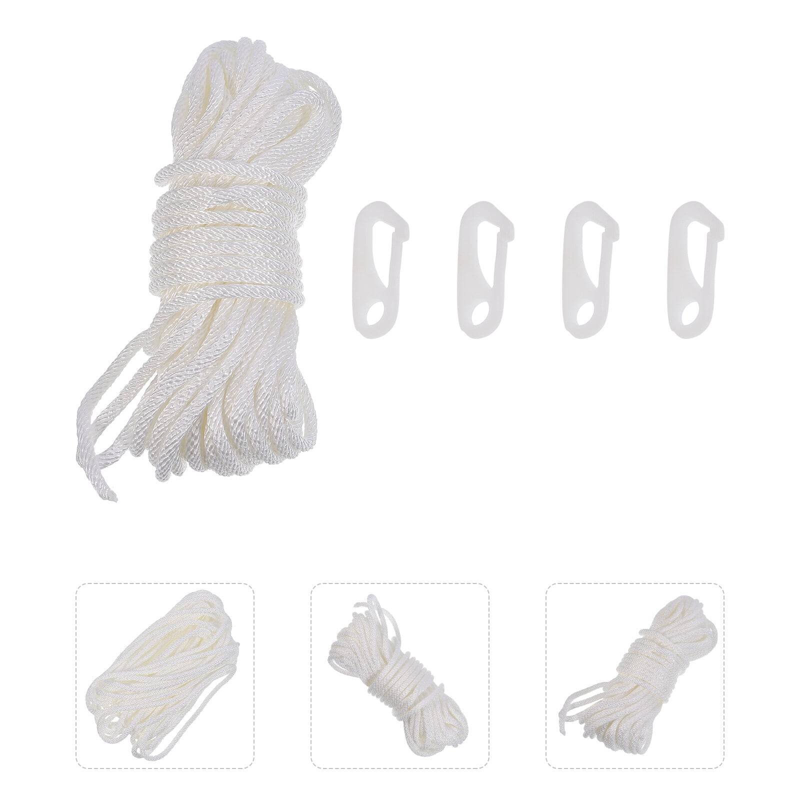 SEWCHICS White Nylon Flagpole Halyard Durable Lifting Replacement 4 Hooks Outdoor Use - Walmart.com
