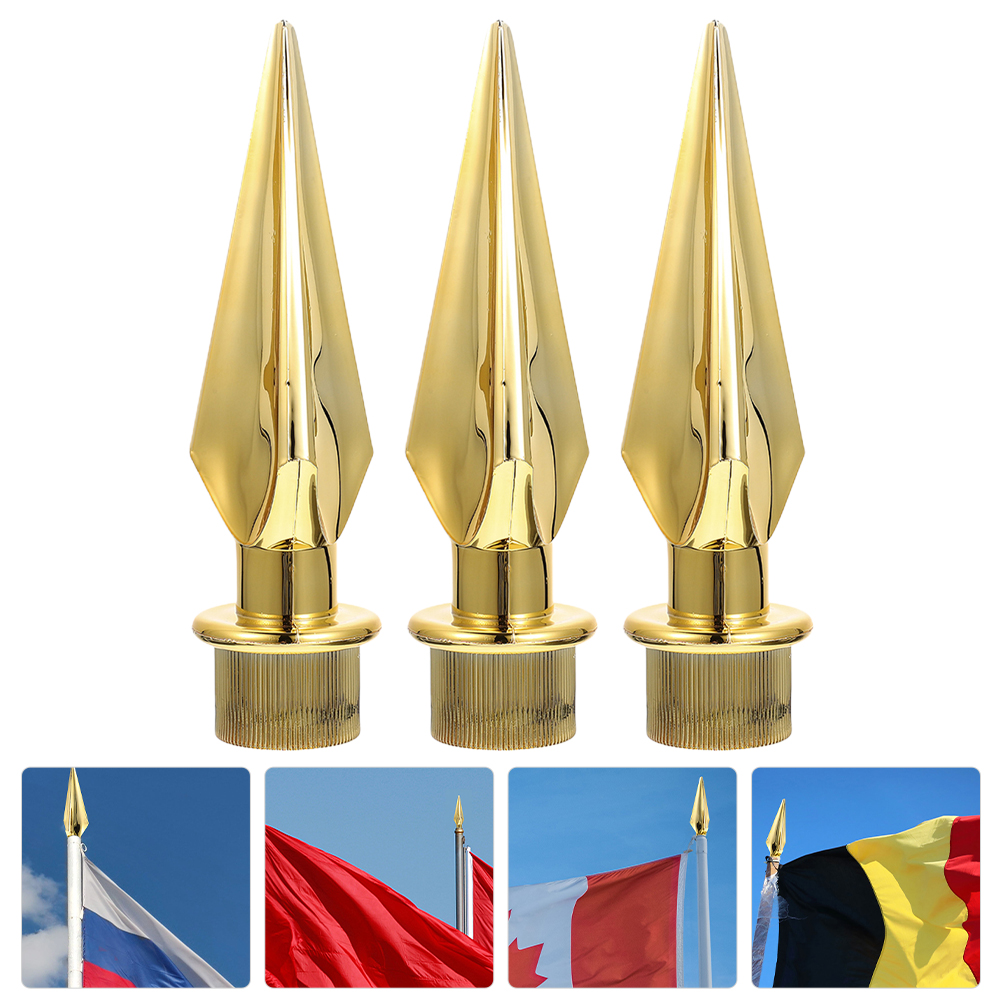 Flag Pole Topper, 3pcs Gold Flagpole Topper Aluminum Alloy Finial Flag ...