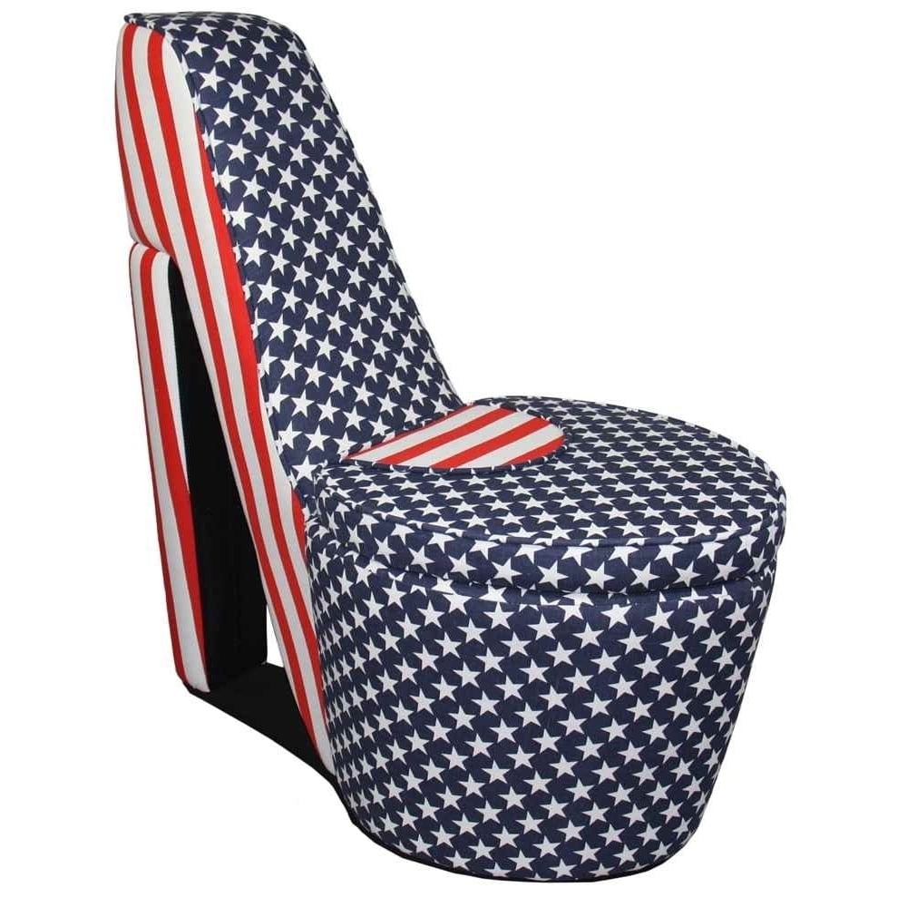 Flag Print High Heel Shaped Chair with Storage, Multicolor- Saltoro ...