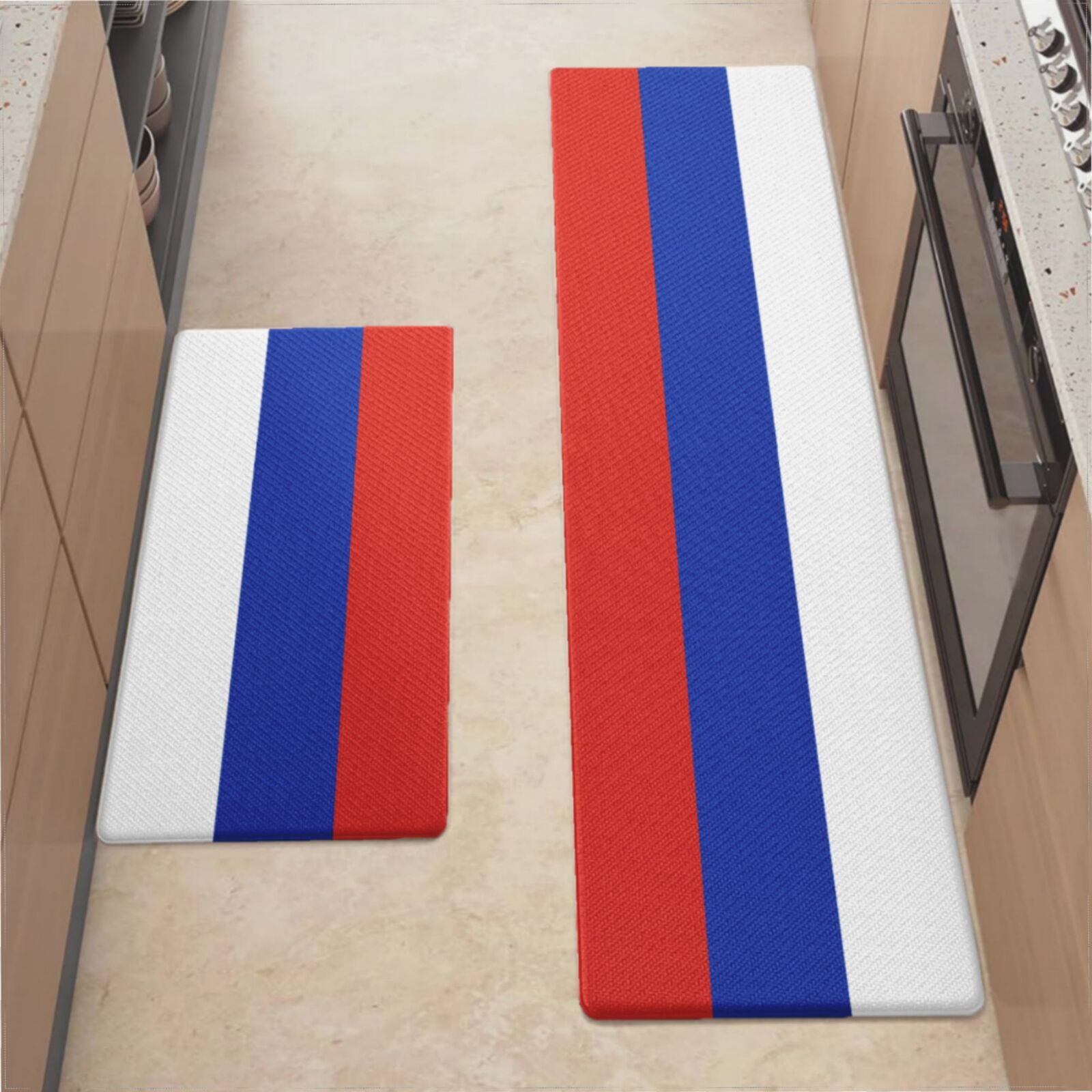 Flag Of Russia Pvc Kitchen Mat Runner 2 Pieces Non Slip Washable ...