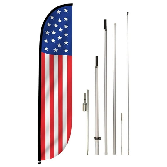 Flag Set, 12 ft Advertising Flag with Fiberglass Poles and Ground Spike ...
