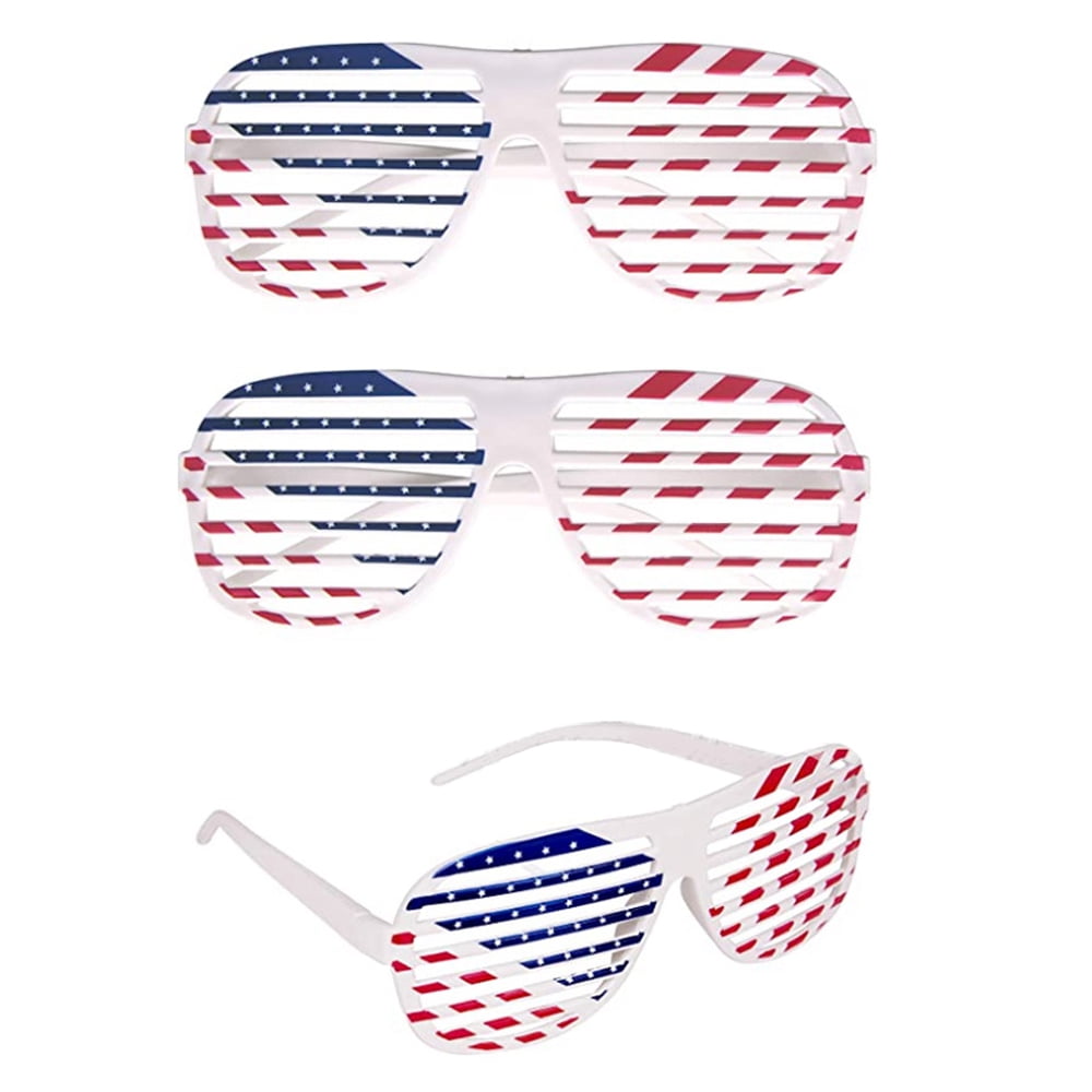 Flag Shutter Shades Glasses, Patriotic Plastic Shutter Sunglasses ...