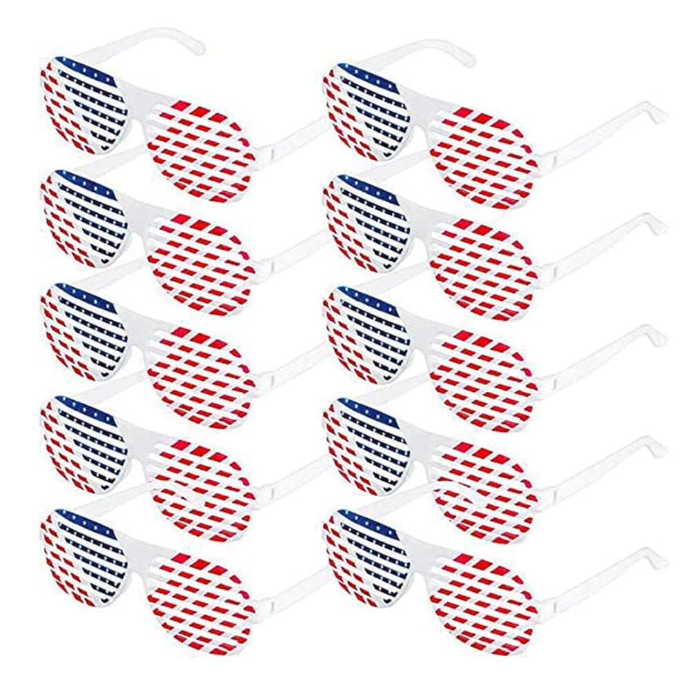 Flag Shutter Shades Glasses, Patriotic Plastic Shutter Sunglasses ...
