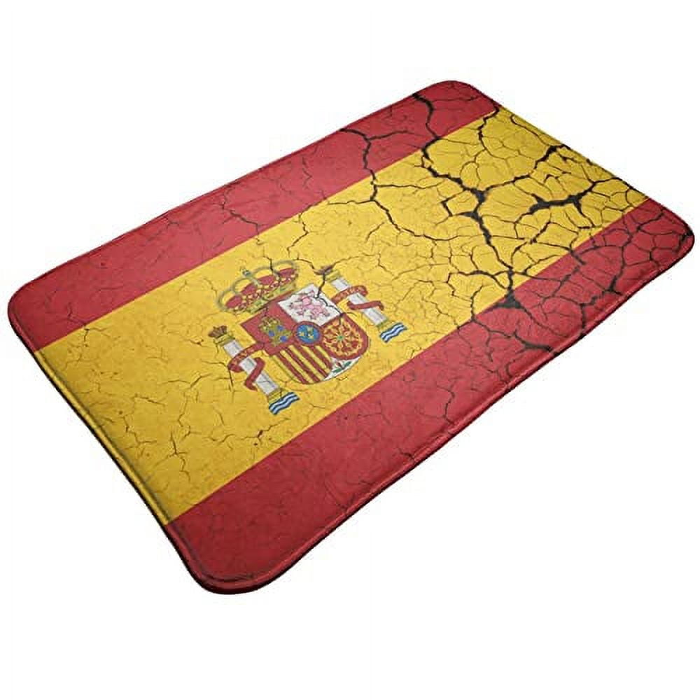 Flag of Spain with Emblem Door Mat 30 x 18 Inch Sponge Velvet Surface ...