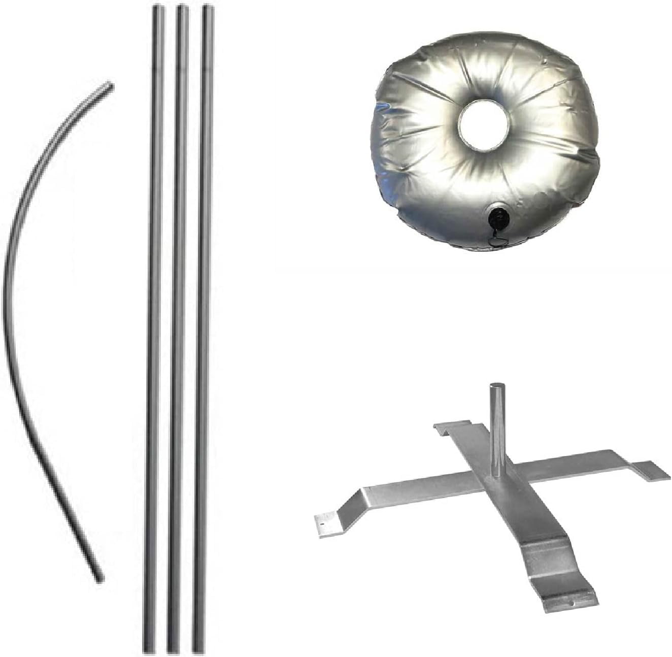 Flag Telescoping Hardware 14ft Pre Curved Pole Kits with Cross-Base and ...