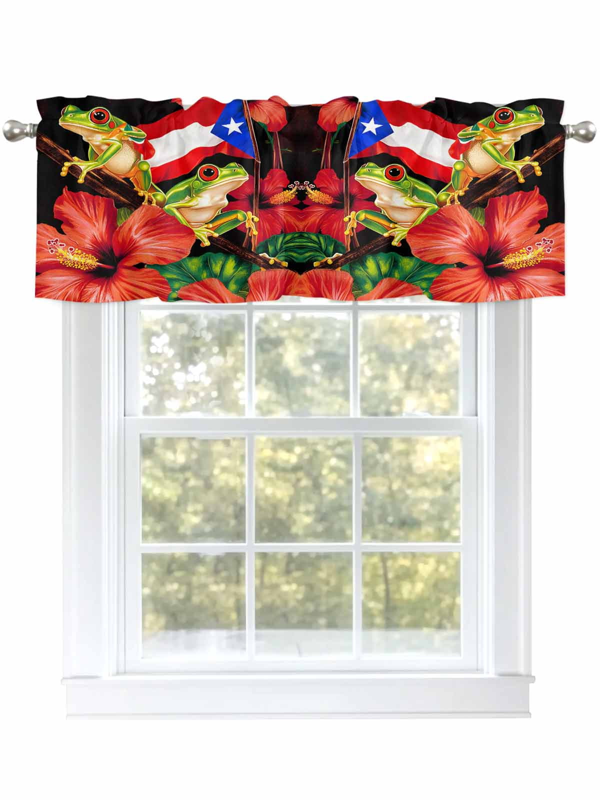 Flag Valances for Windows, Rod Pocket Kitchen Valance Curtains - Soft ...
