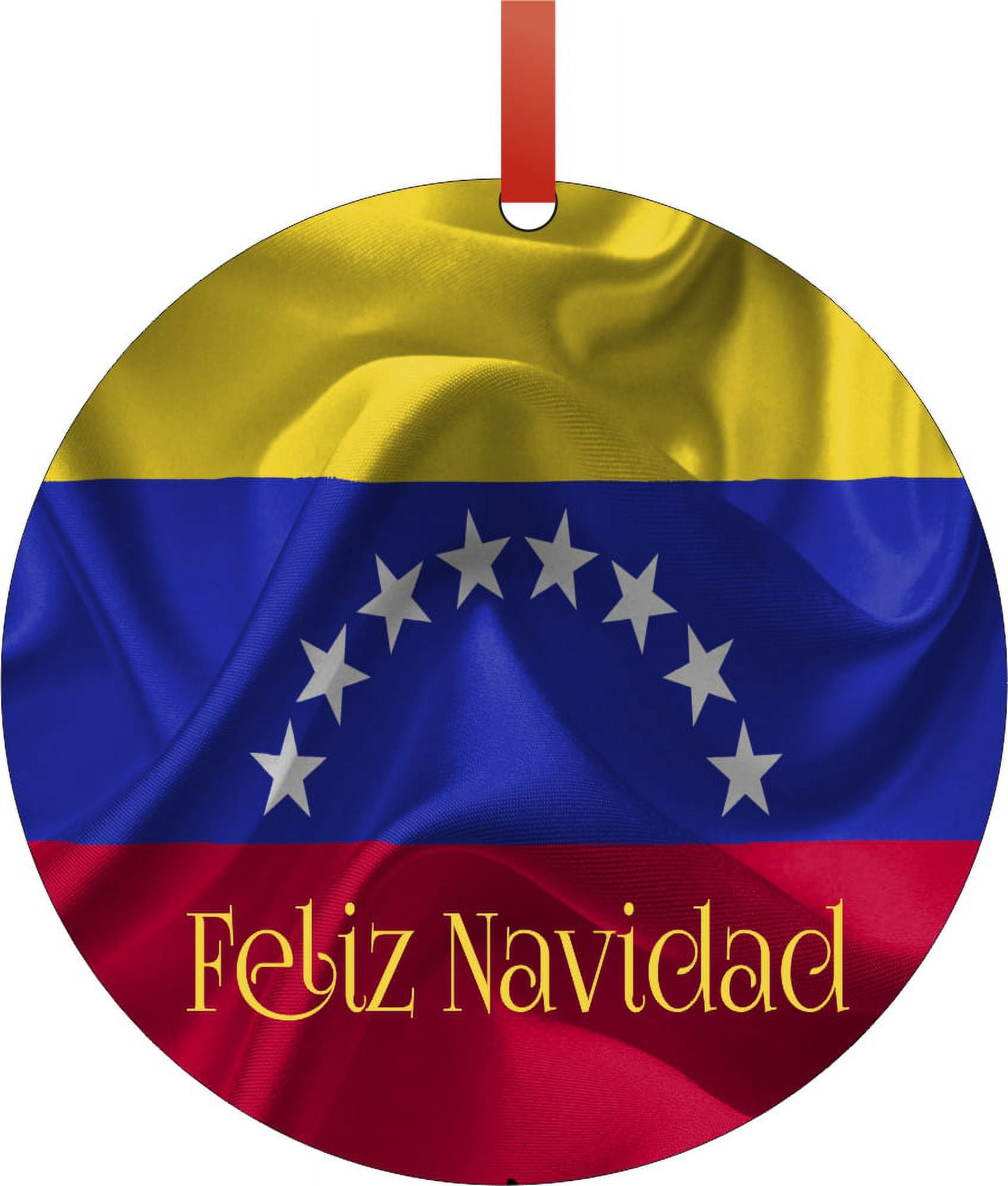 Flag Venezuela Feliz Navidad Double Sided Round Shaped Flat Aluminum ...