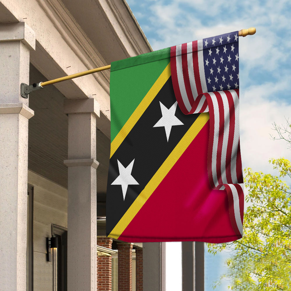 Flag Waving American Flag Kittitian And Nevisian Saint Kitts And Nevis ...