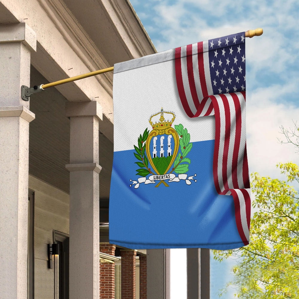 Flag Waving American Flag Sanmarinese San Marino U.S.A Friendship ...