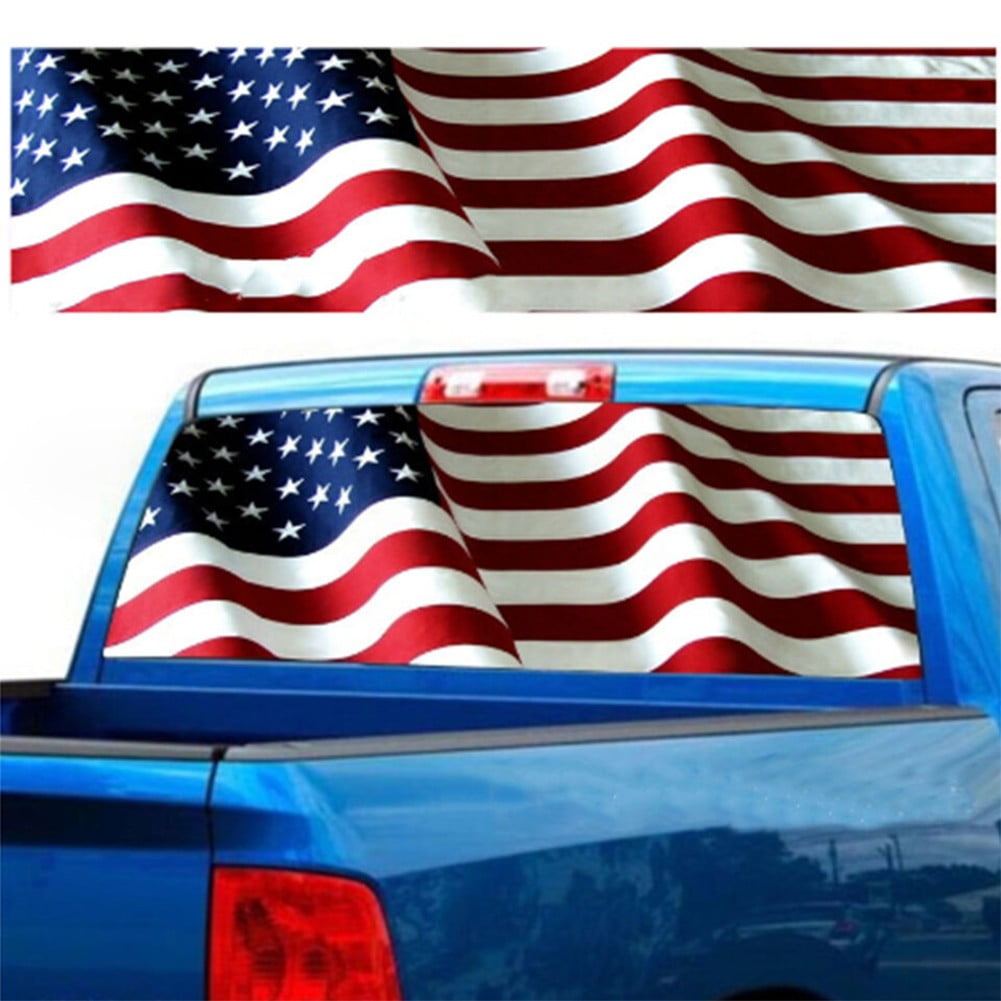 Flag Waving Rear for Graphic Decal Wrap Tint Print Truck Suv 14" X 53 ...
