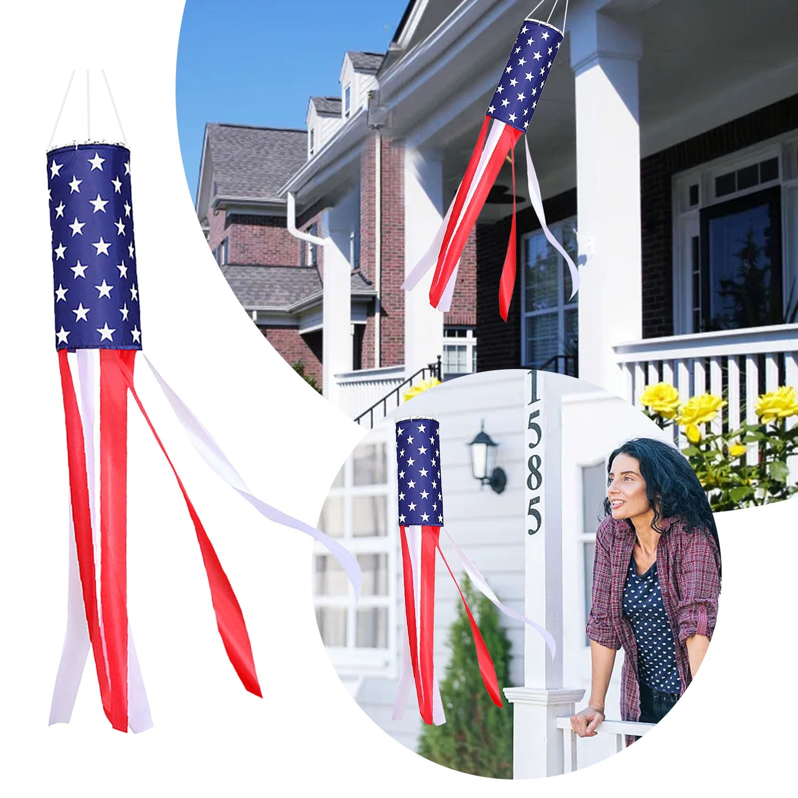 Flag Windsock for Flag Day and 4th of July Decorations Outdoor, Yard ...