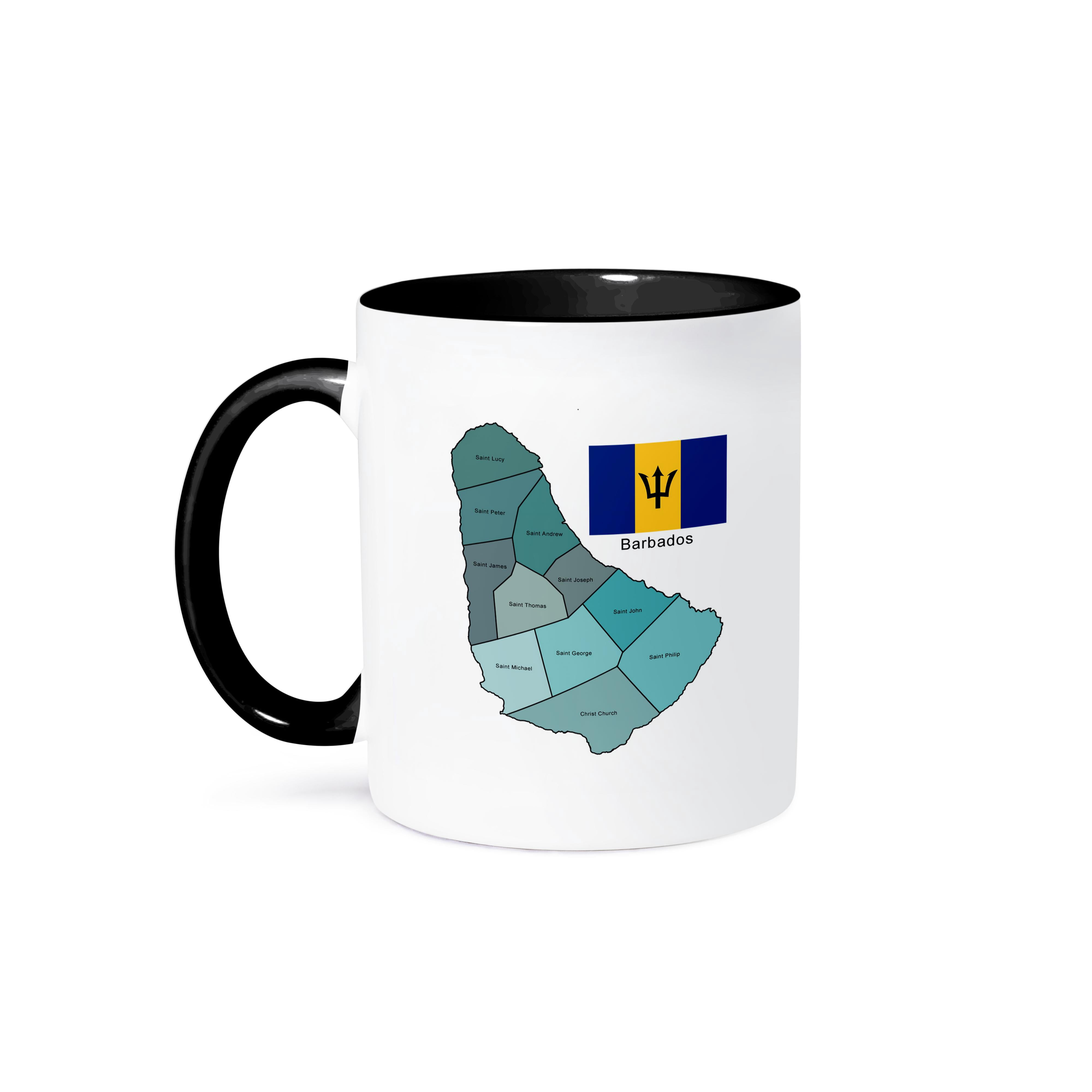 3dRose, Flag and map of Barbados with map colored and all ...