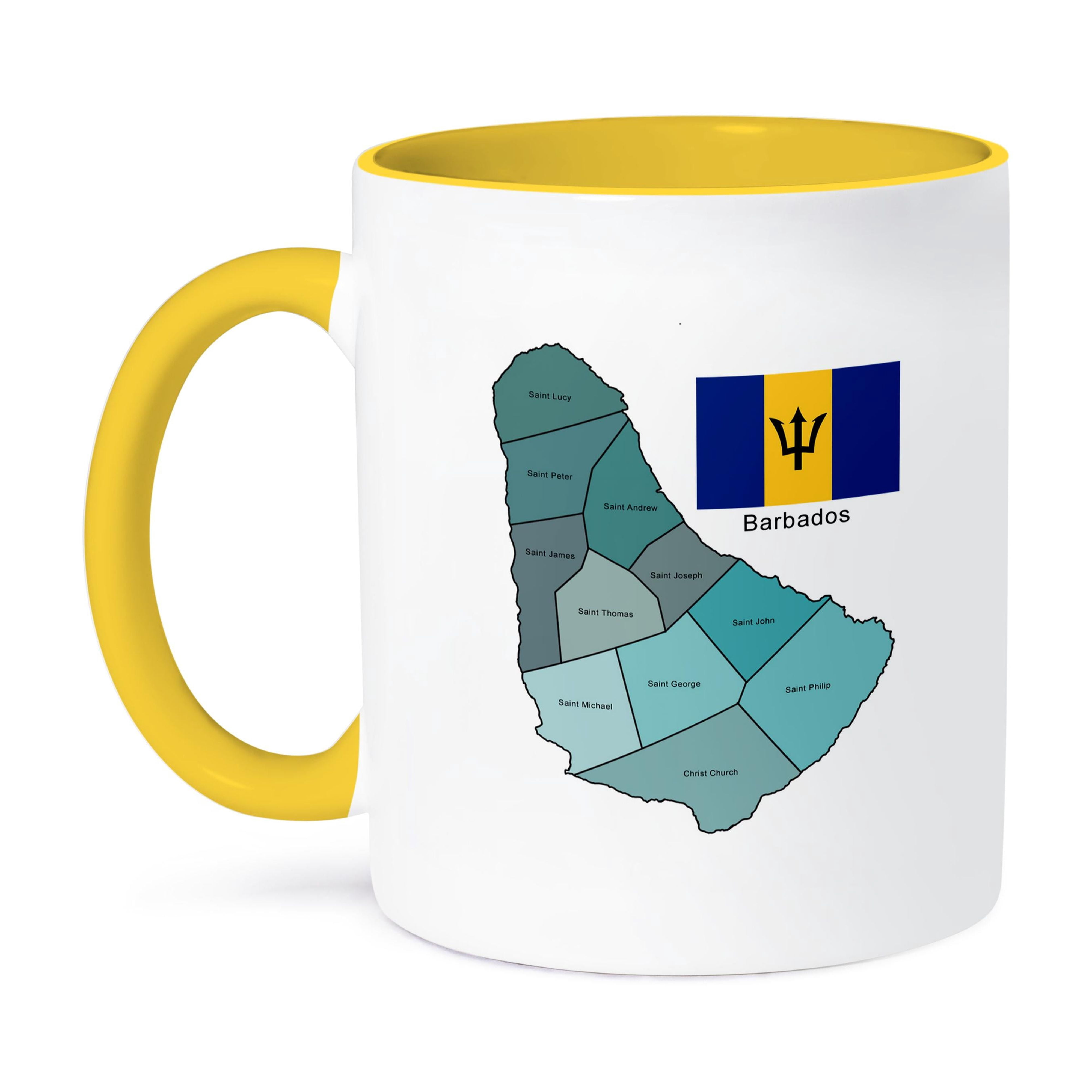 3dRose, Flag and map of Barbados with map colored and all ...