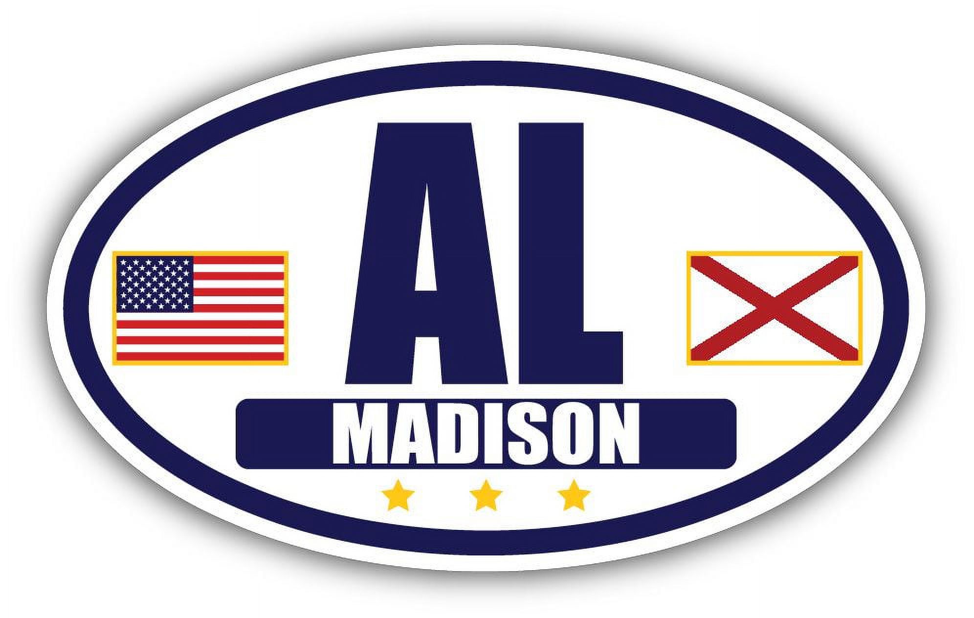 Flag of Alabama / American Flag Oval 3M Vinyl Bumper Sticker Decal ...