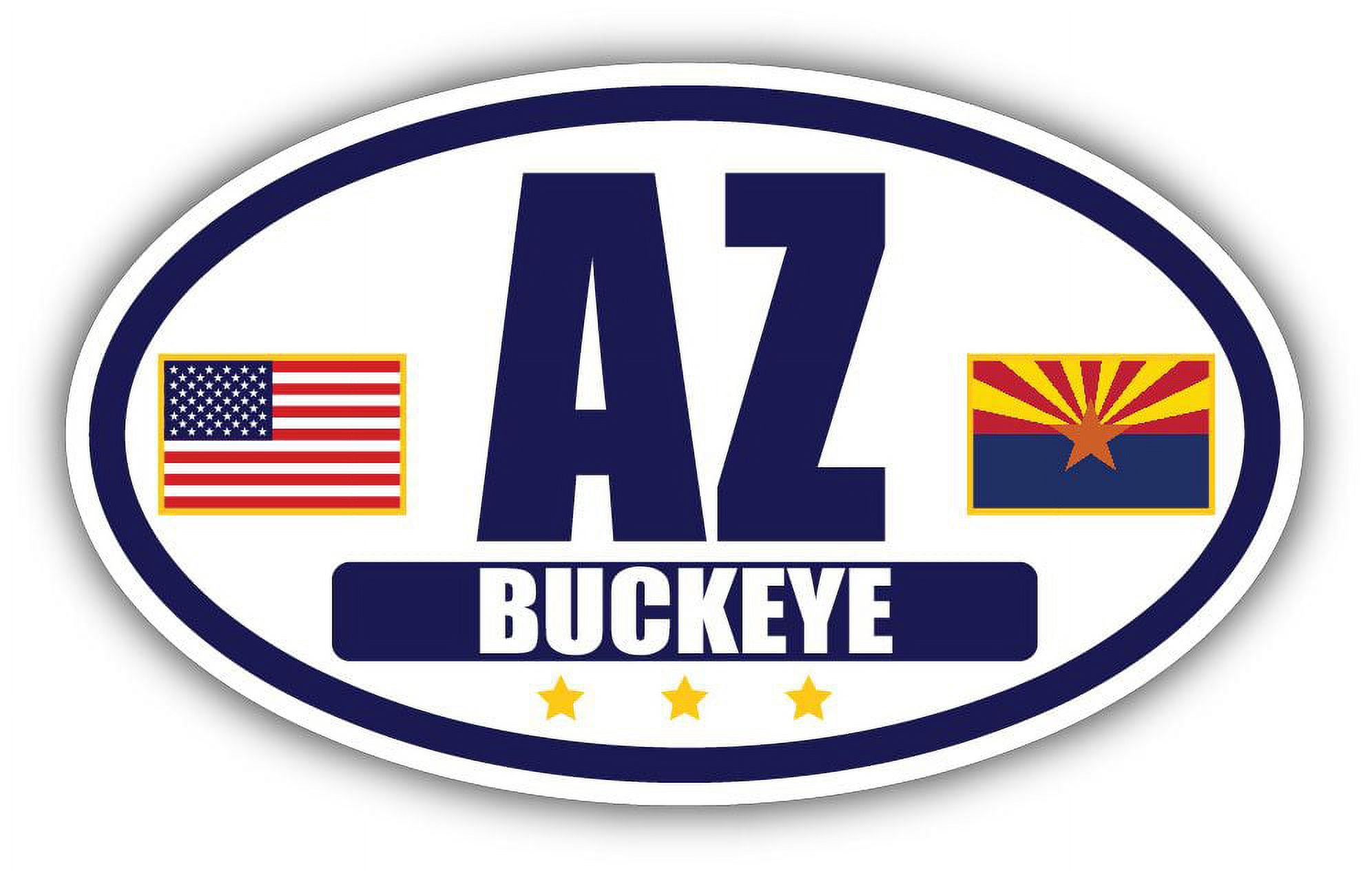 Flag of Arizona / American Flag Oval 3M Vinyl Bumper Sticker Decal ...